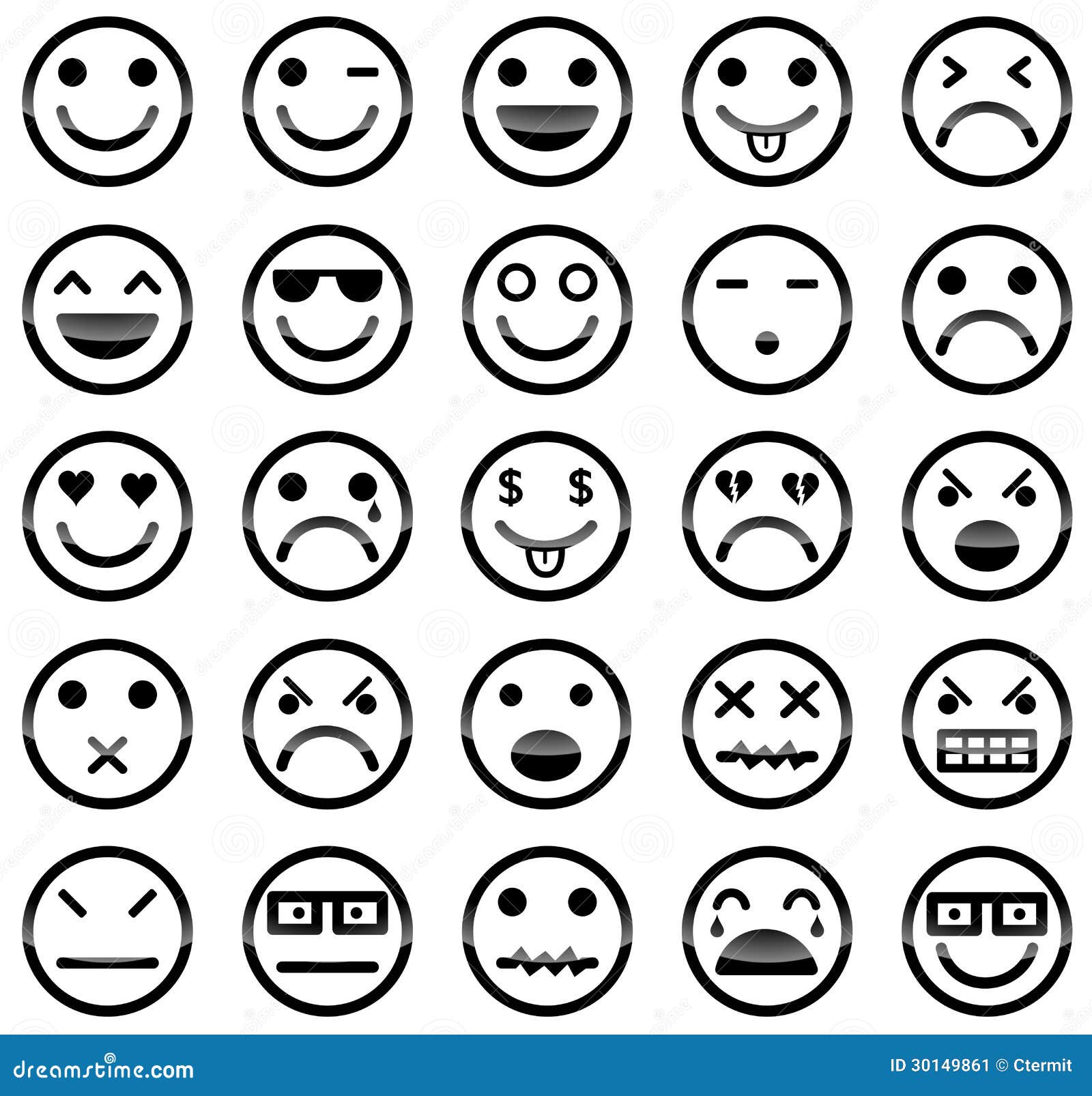De pictogrammen van Smiley vector illustratie. Illustration of emotie ...