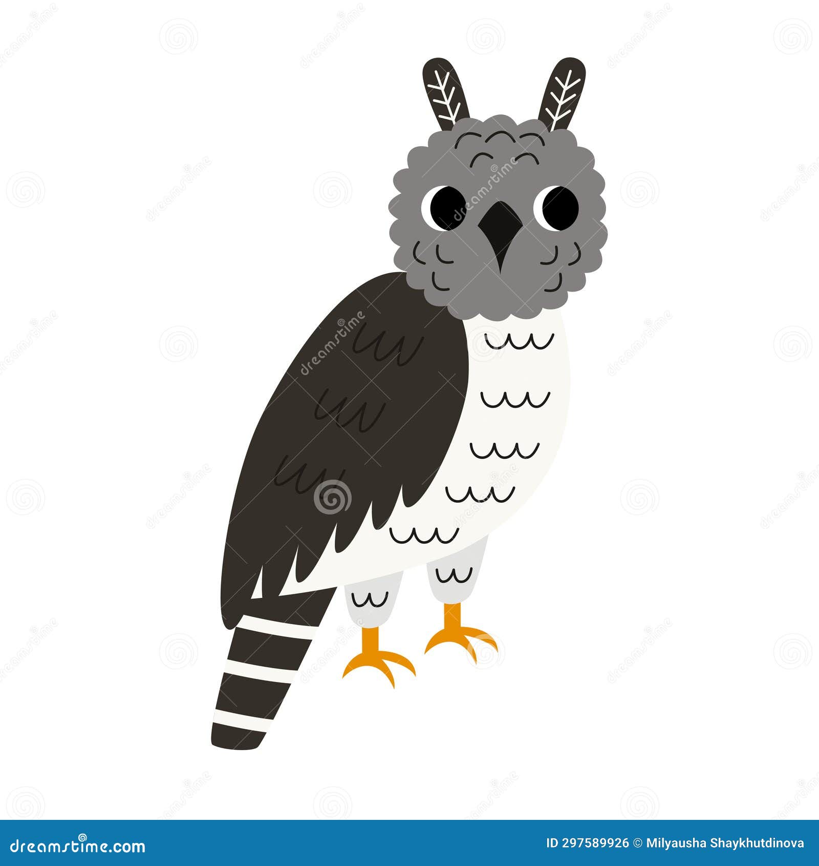 Gray Harpy Bird In Profile. Vector Illustration | CartoonDealer.com #104780333
