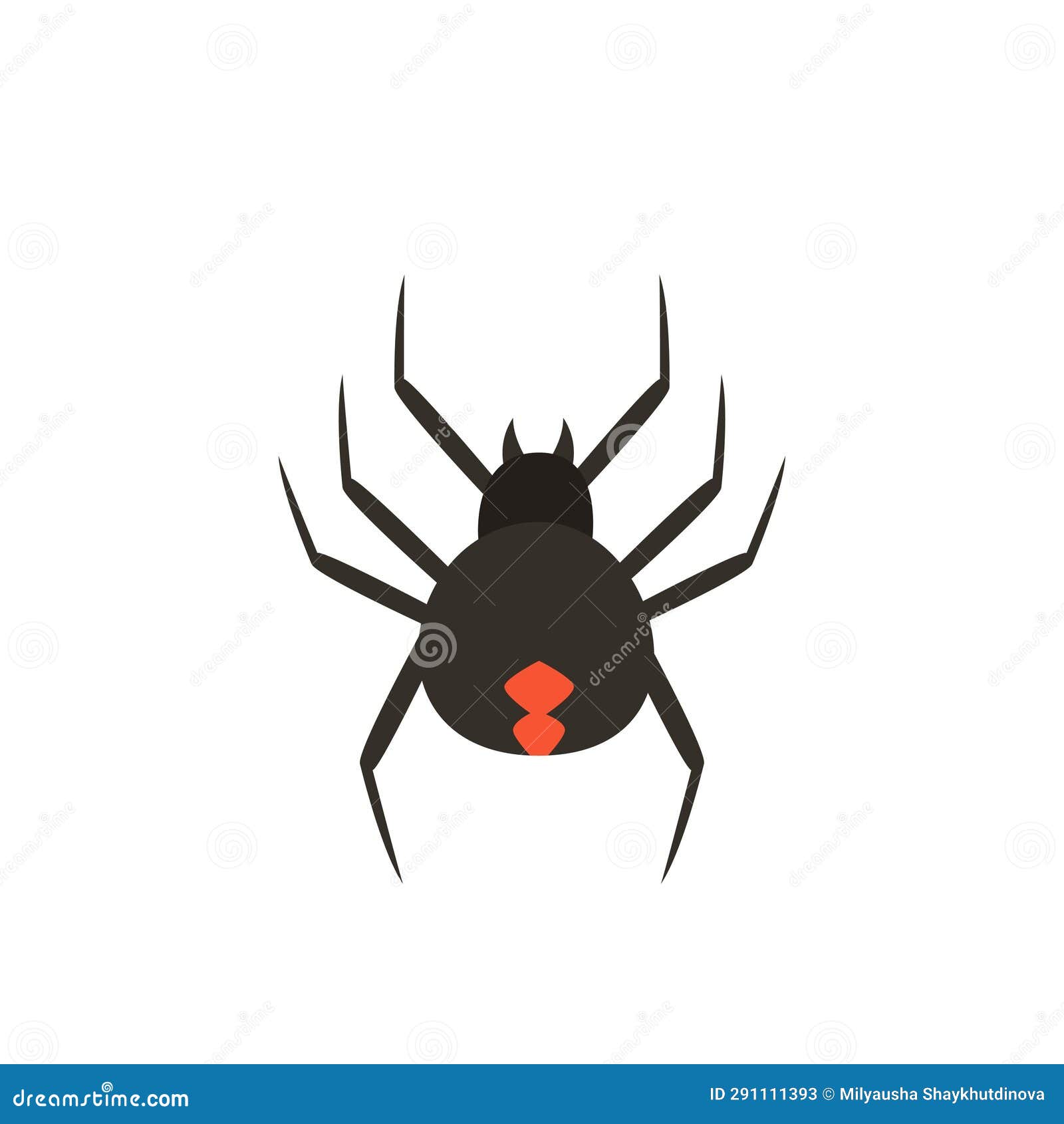 Vector Picture of Cute Cartoon Red Back Spider Isolated on White ...