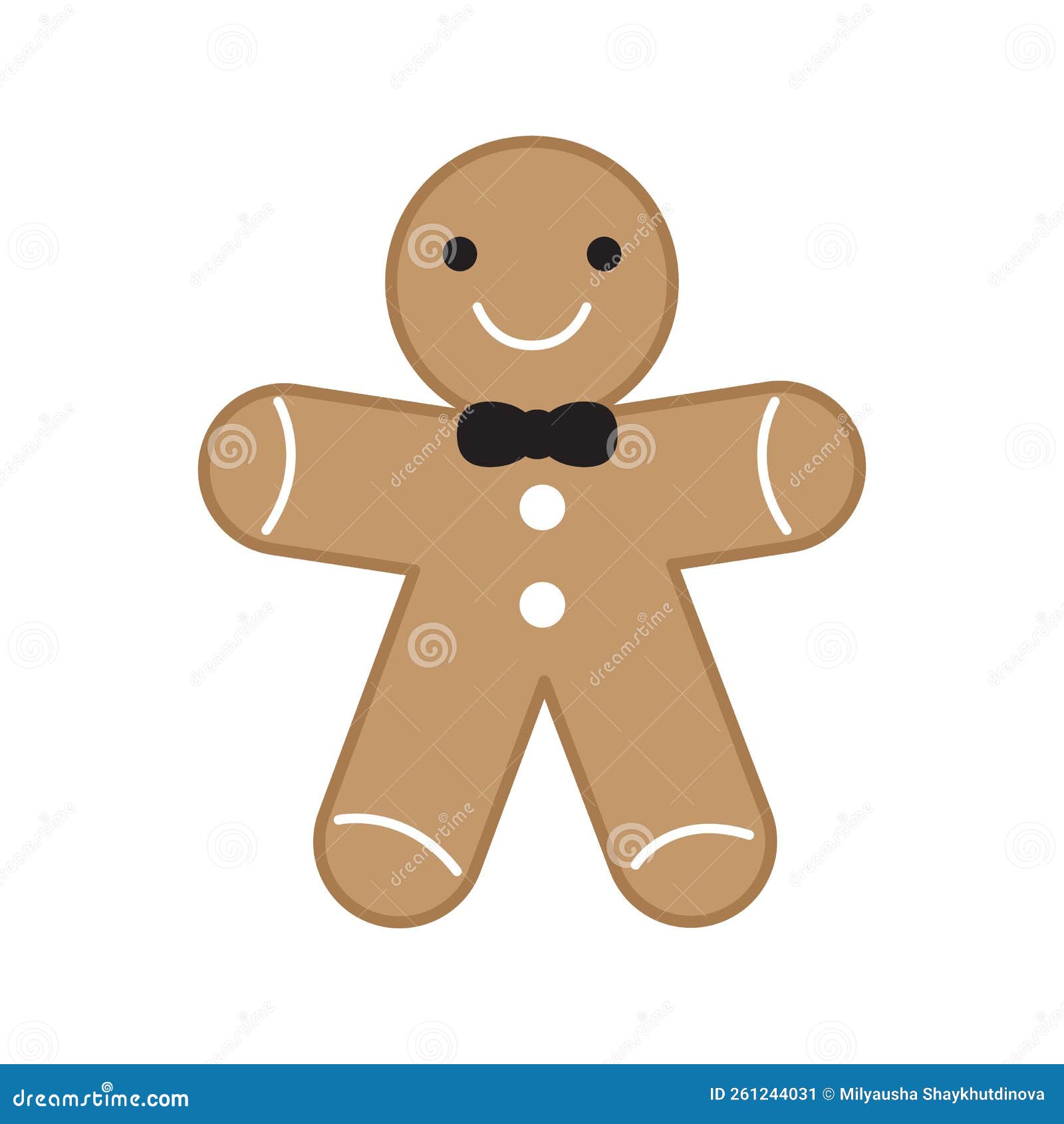 Vector Illustration Of Cute Gingerbread Man Isolated On White