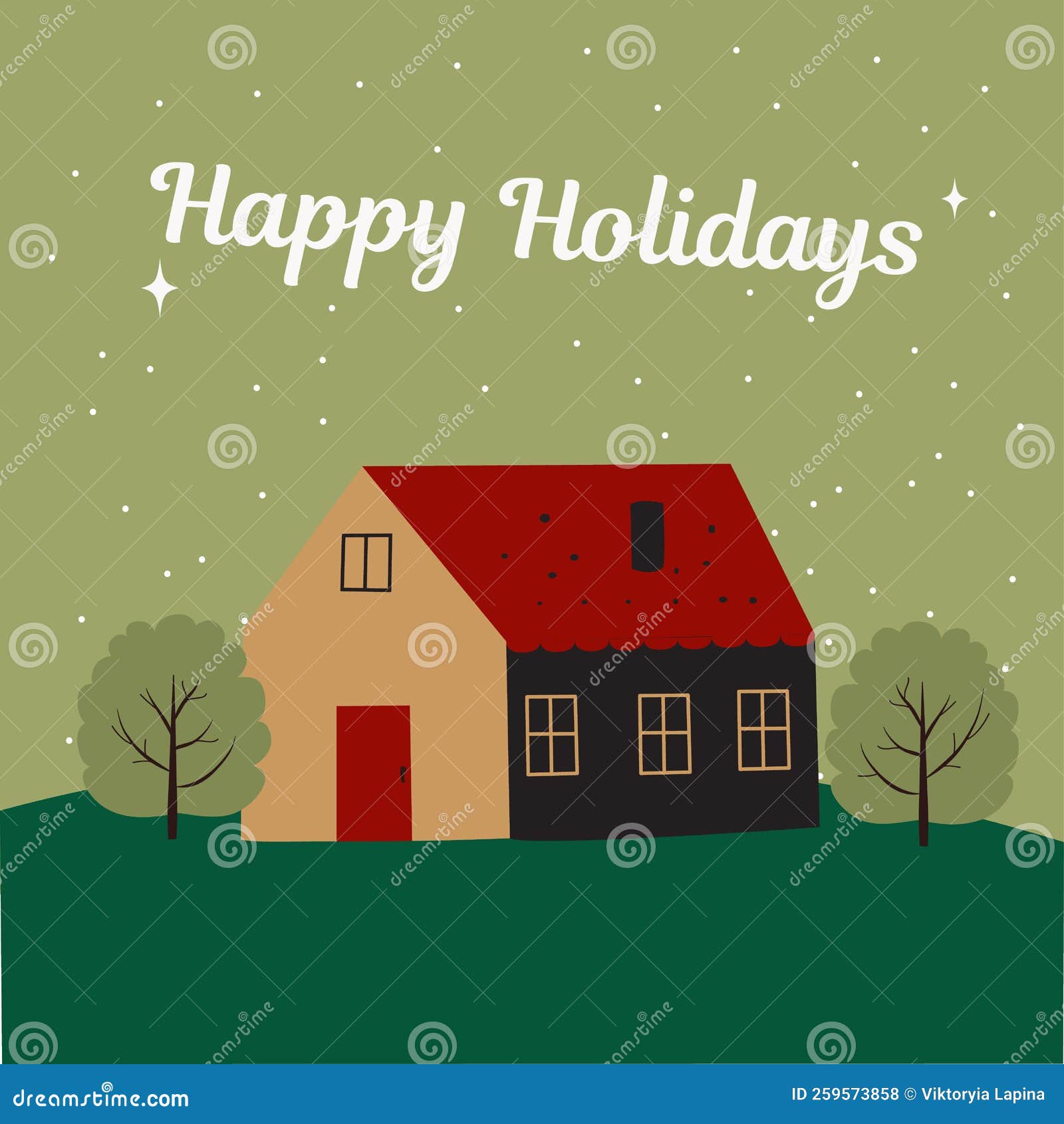 Vector Picture of a Green Post with the Image of a House and Trees ...