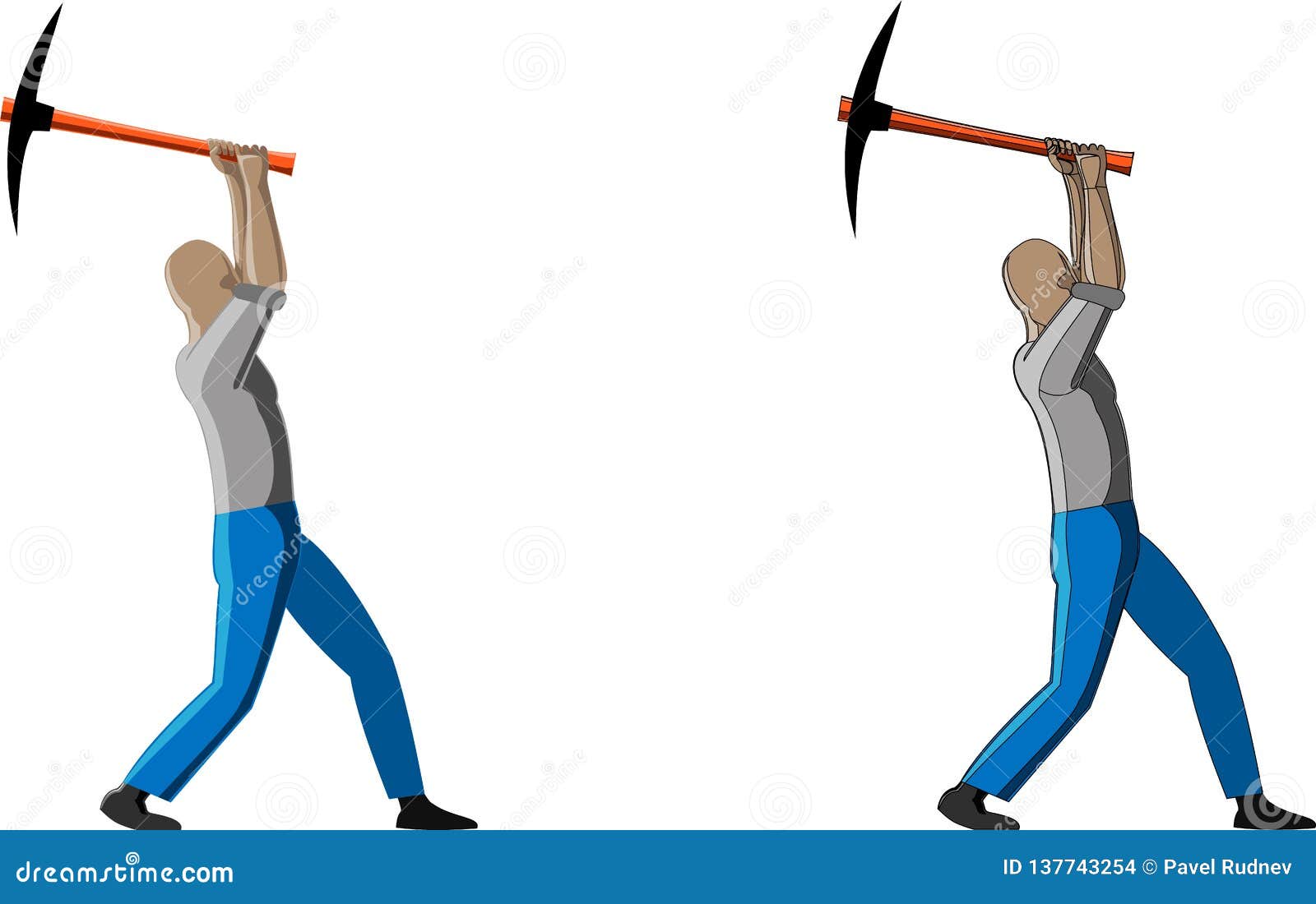 Vector Picture of a Man Working with Pick Stock Vector - Illustration ...