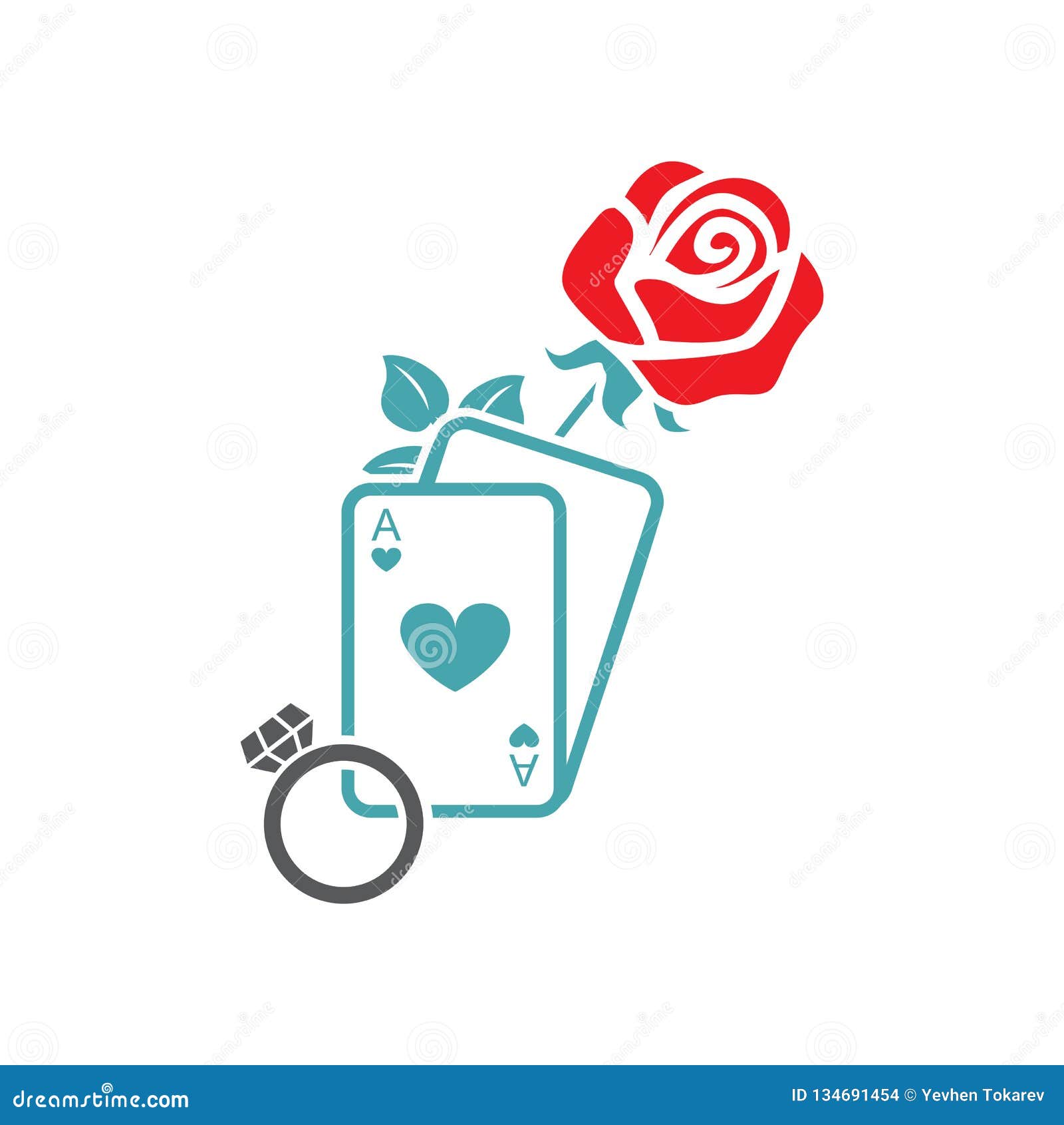 Vector Picture Playing Cards, Rose and Ring Stock Illustration ...