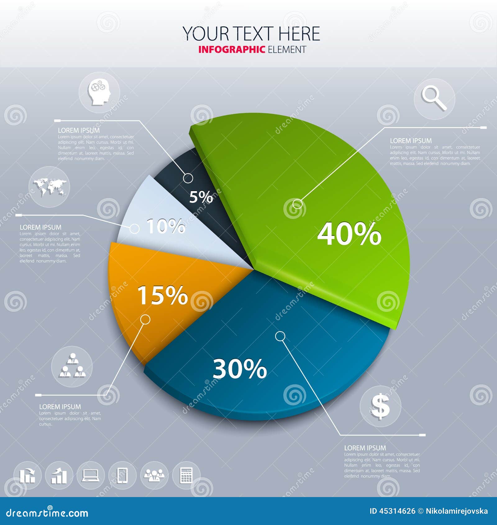 Vector Pie Chart - Business Statistics. Stock Vector - Illustration of ...