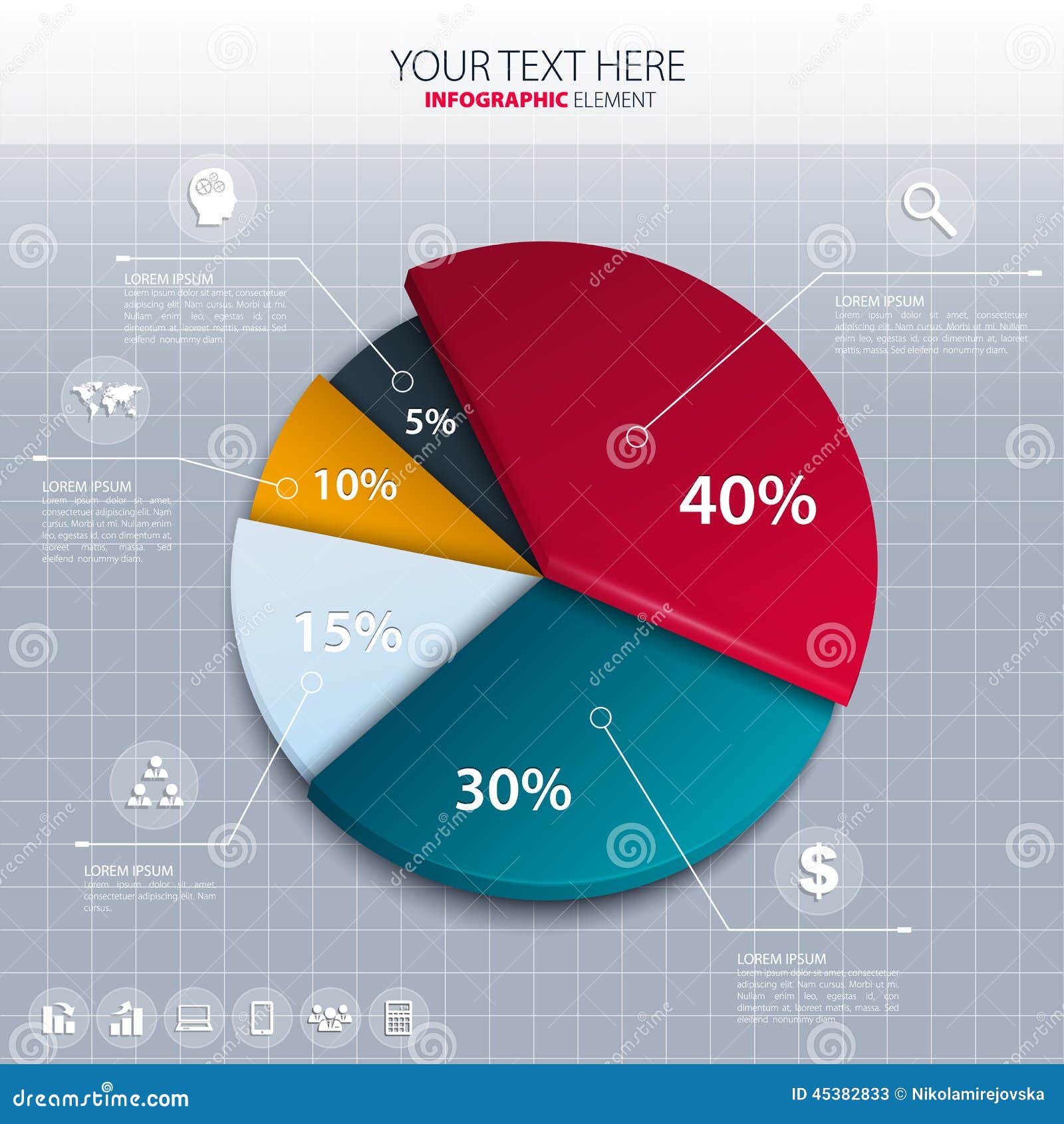 Vector Pie Chart - Business Statistics. Stock Vector - Illustration of ...