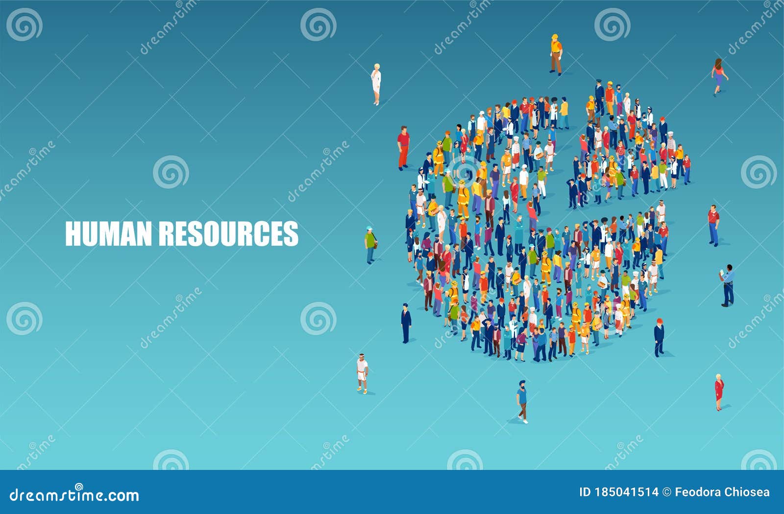 Pie Chart Composed Of People Divided In Half. Statistics And ...