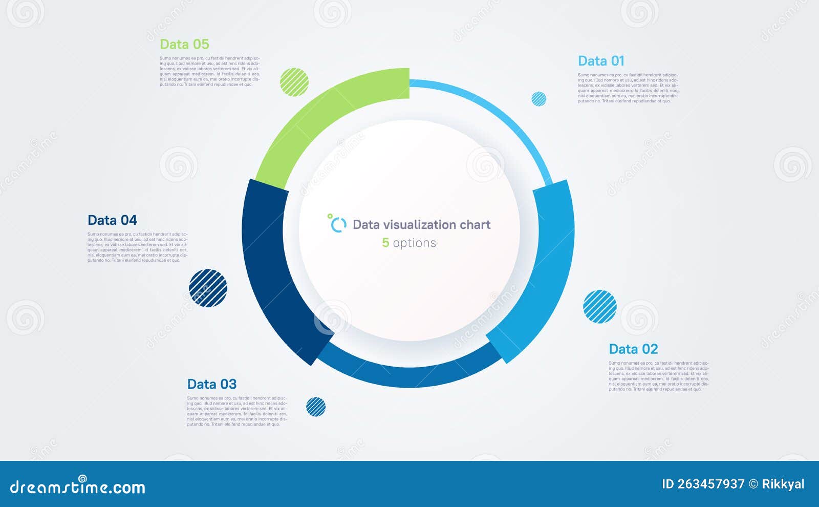 Vector Pie Chart Infographic Template in the Form of Pie Chart Divided by 5 Parts Stock Vector ...