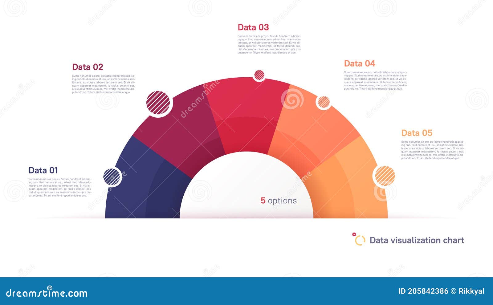 Vector Pie Chart Infographic Template in the Form of Semicircle Divided ...