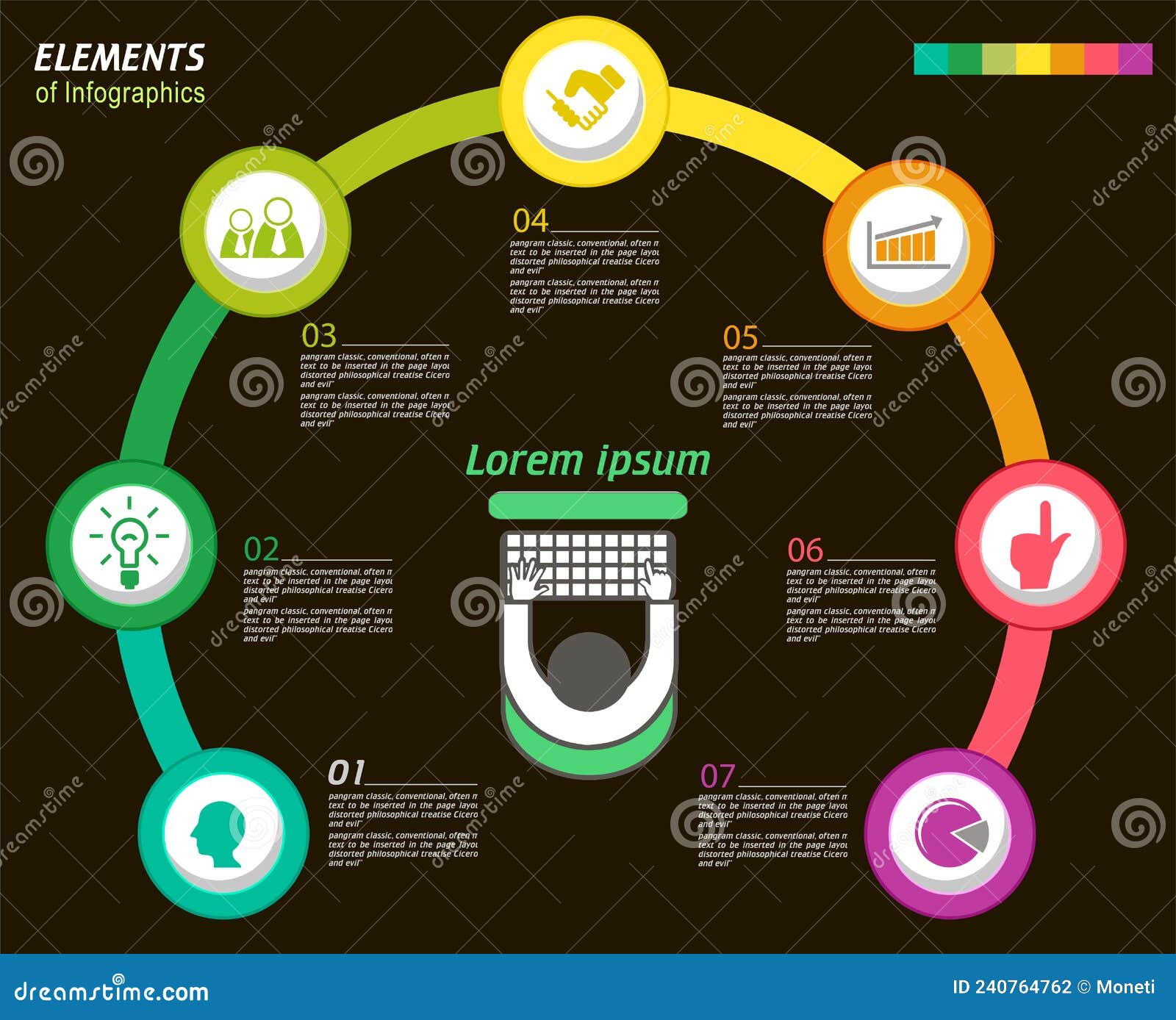 Vector Pie Chart Template for Infographics with 7 Options. Modern ...