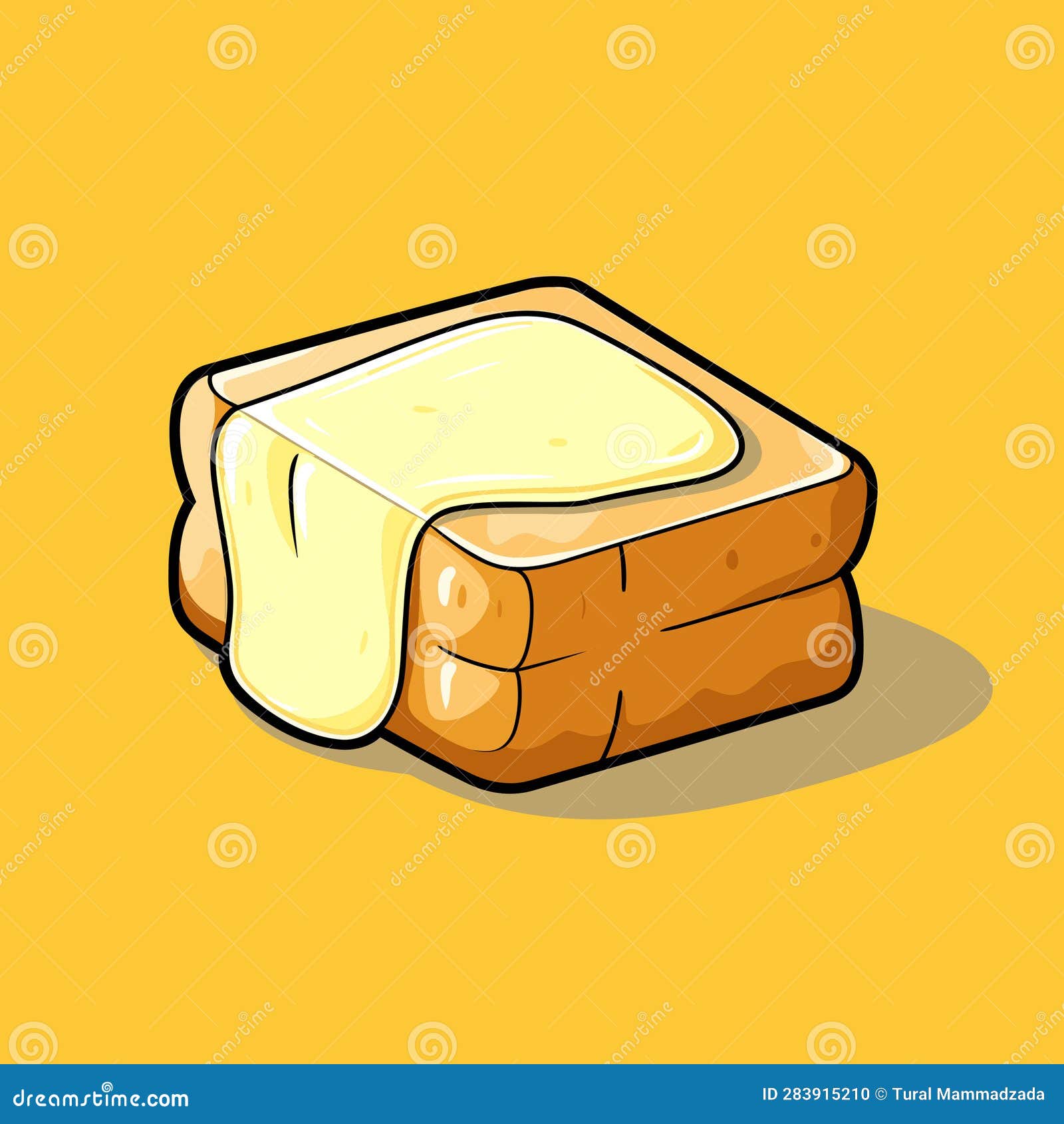 Vector of a Piece of Bread on a Yellow Surface Stock Vector ...