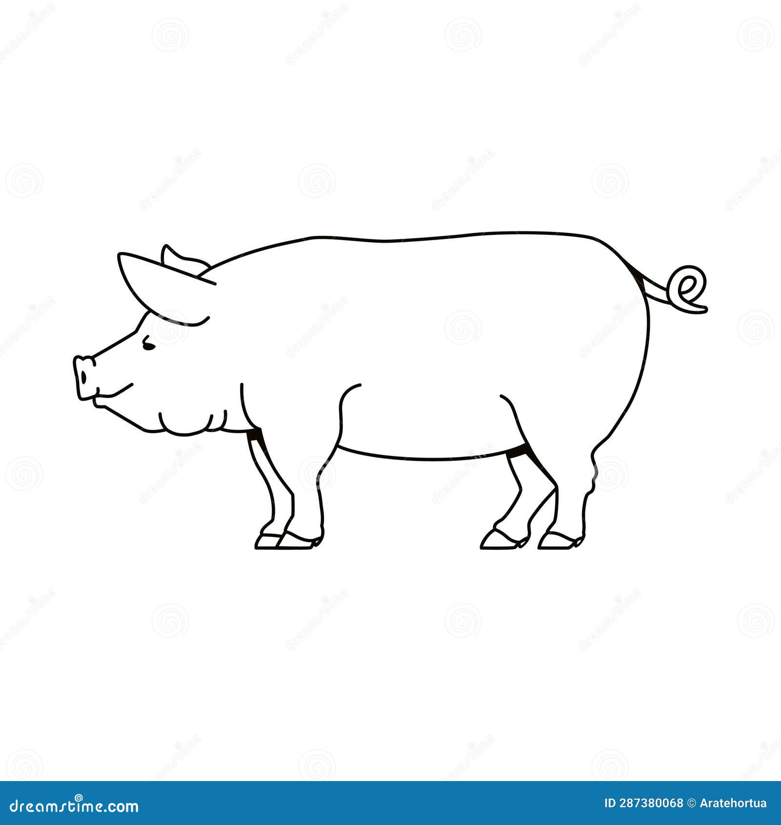 Vector Pig Cartoon Line Art Illustration Isolated Stock Illustration ...