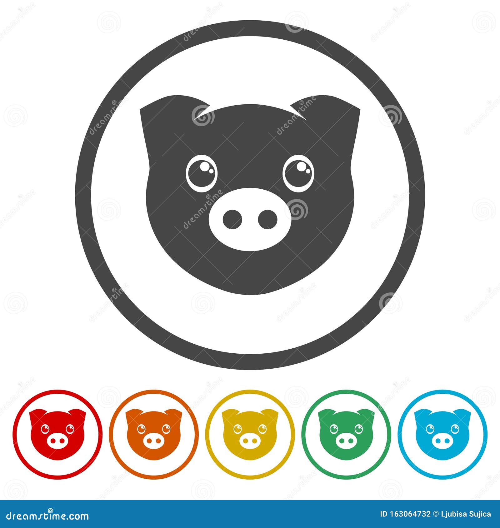 Vector Pig Icons Set - Illustration Stock Vector - Illustration of back ...