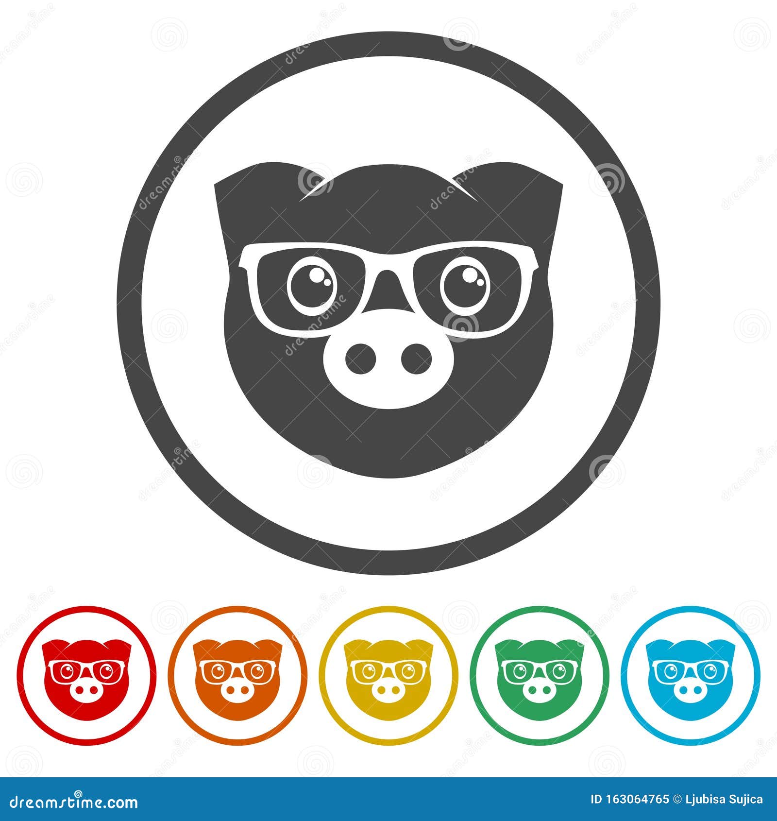 Vector Pig Icons Set - Illustration Stock Vector - Illustration of ...