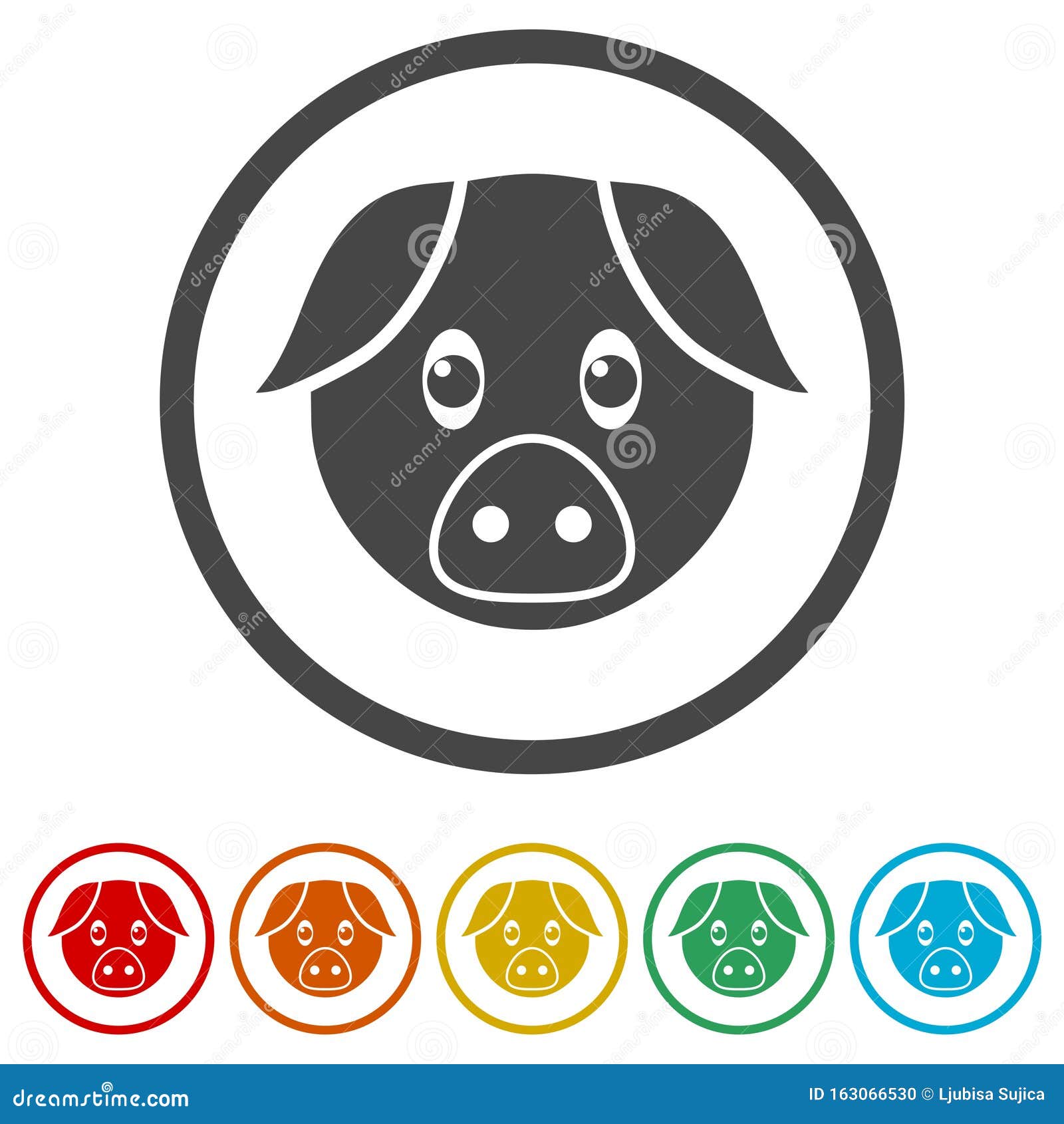 Vector Pig Icons Set - Illustration Stock Vector - Illustration of ...