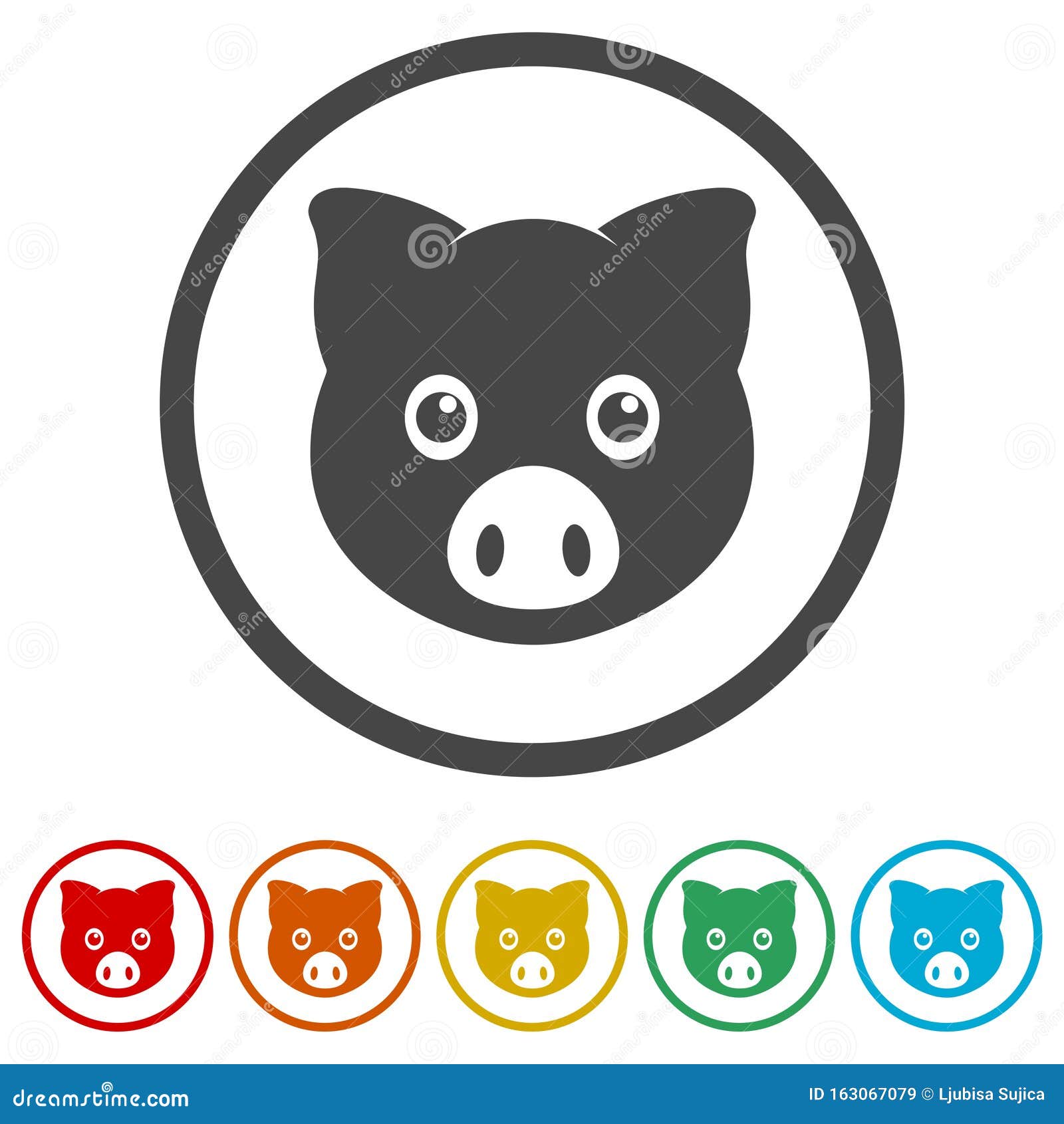 Vector Pig Icons Set - Illustration Stock Illustration - Illustration ...