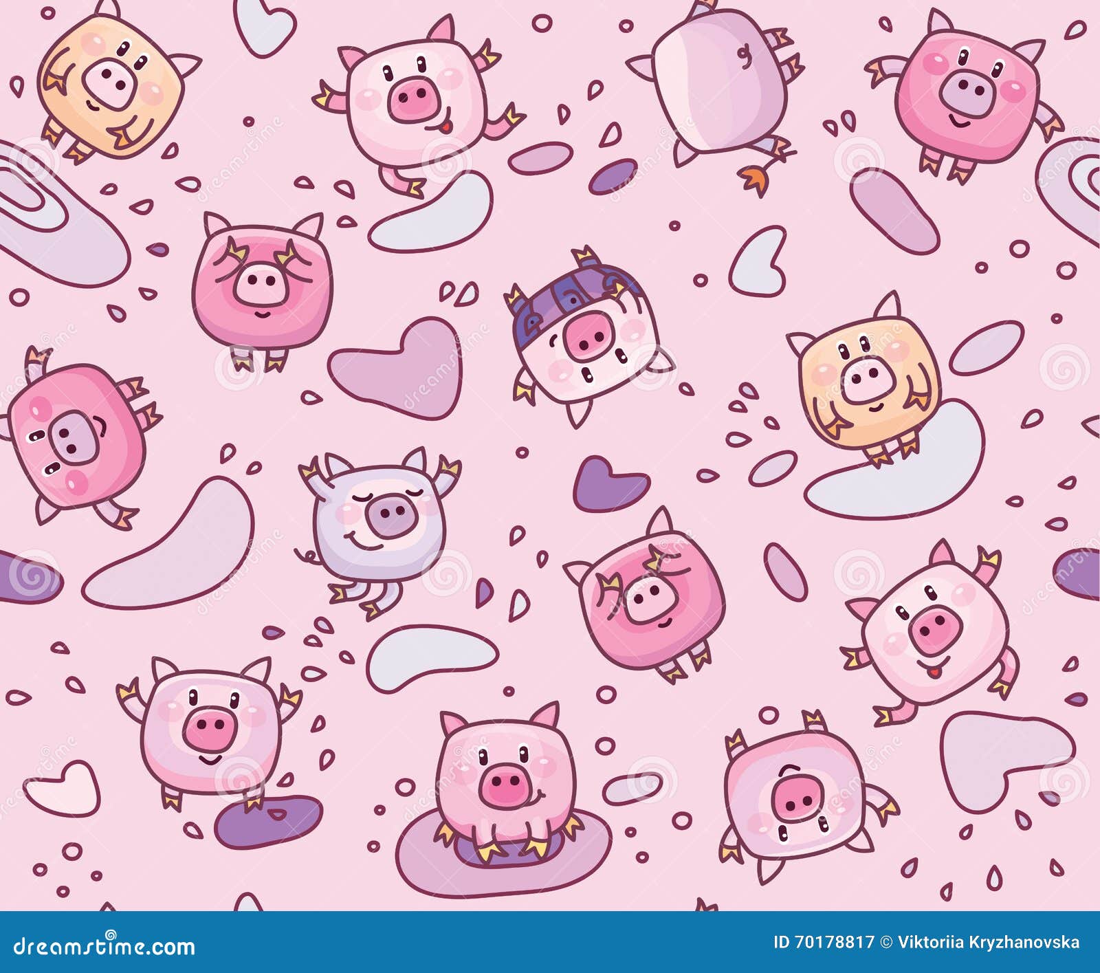 Vector Pigs Seamless Pattern. Stock Vector - Illustration of pattern ...