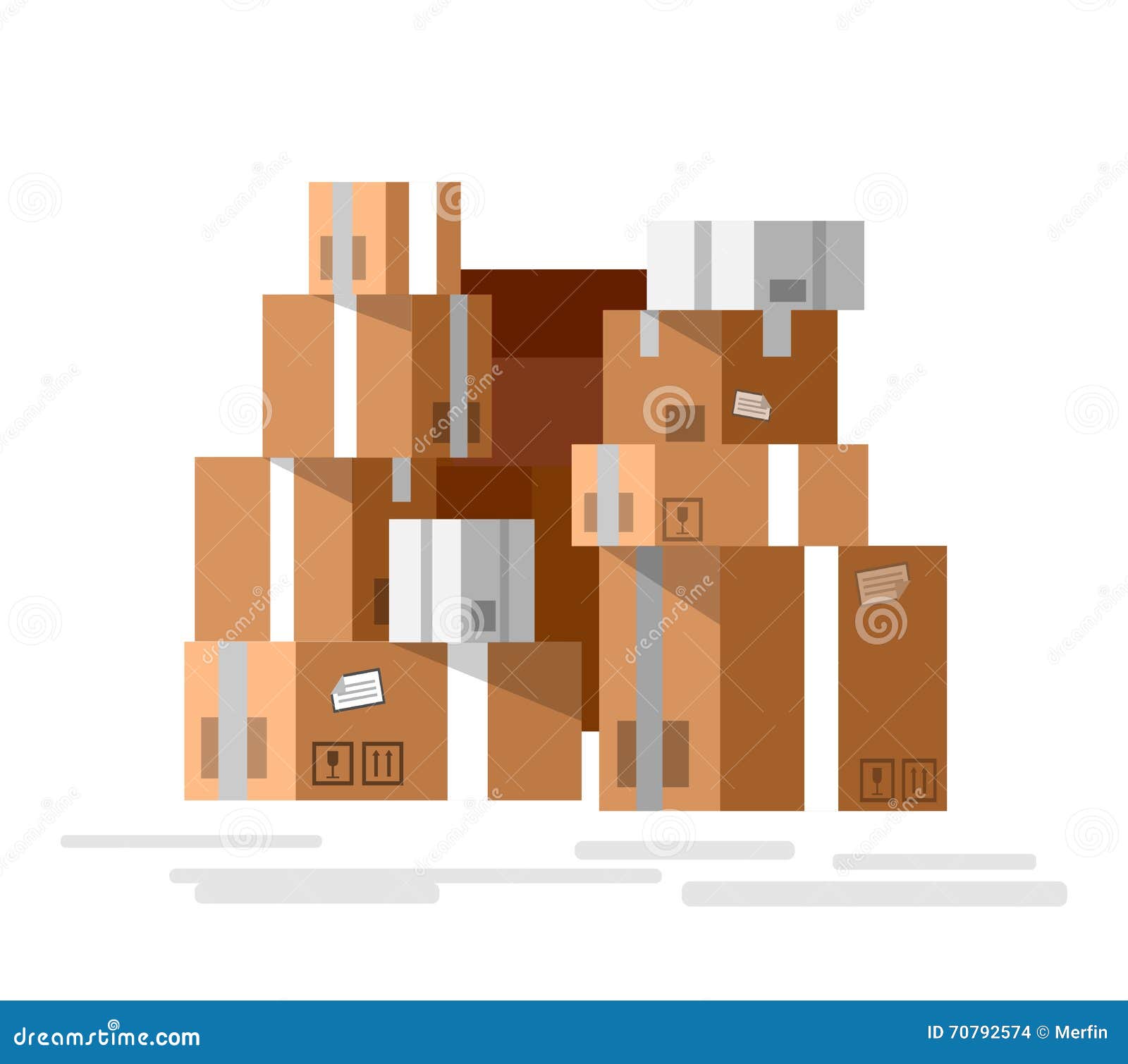 Vector Pile of Stacked Sealed Goods Stock Vector - Illustration of open ...
