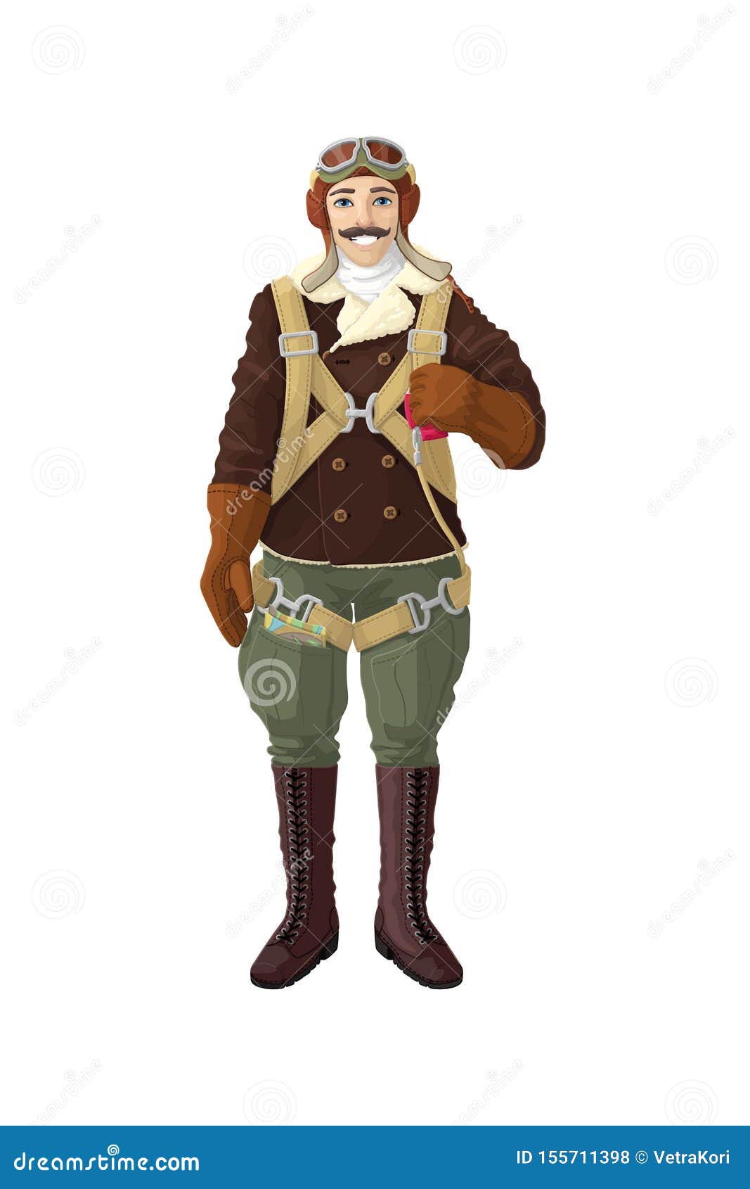 Vector Pilot Cartoon Character. Retro Graphic Pattern Stock Vector ...