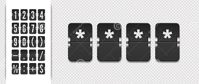 Vector Pin Code Template. Analog Countdown Number Font. Flip Number and ...