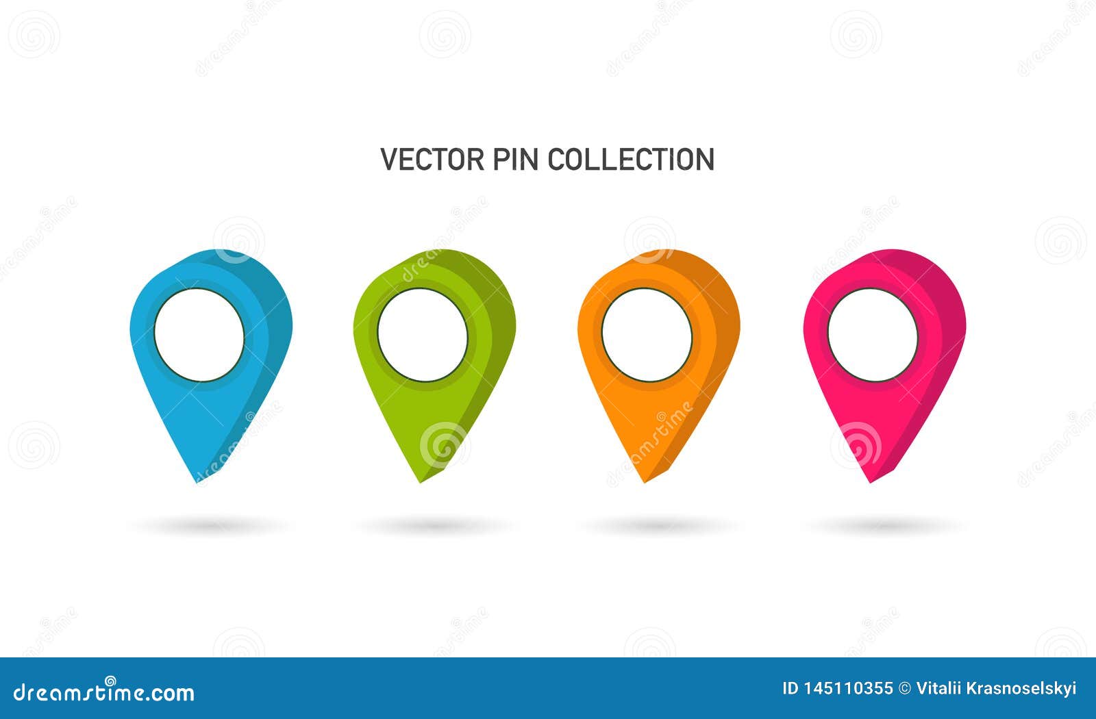 Vector Pin Collection. Map Pin Set. Location Point Colorful Stock ...