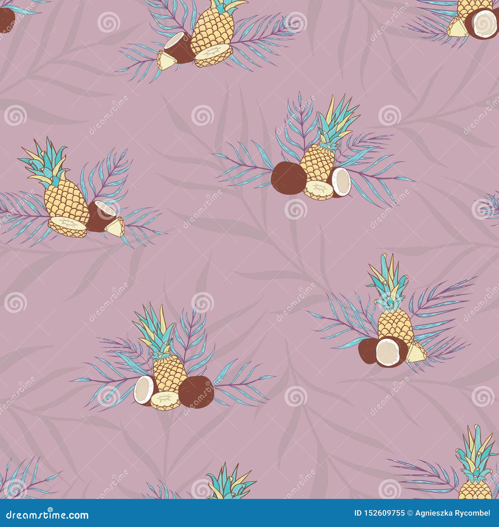 Vector Pina Colada Compositions with Palm Shadows Seamless Pattern ...