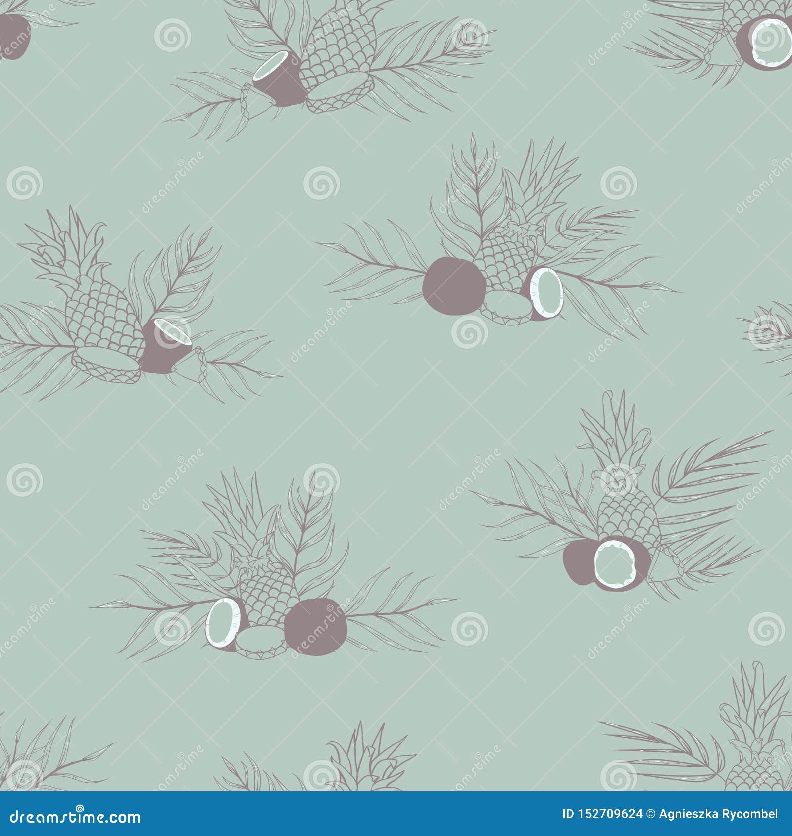 Vector Pina Colada Compositions in Retro Colors Seamless Pattern ...