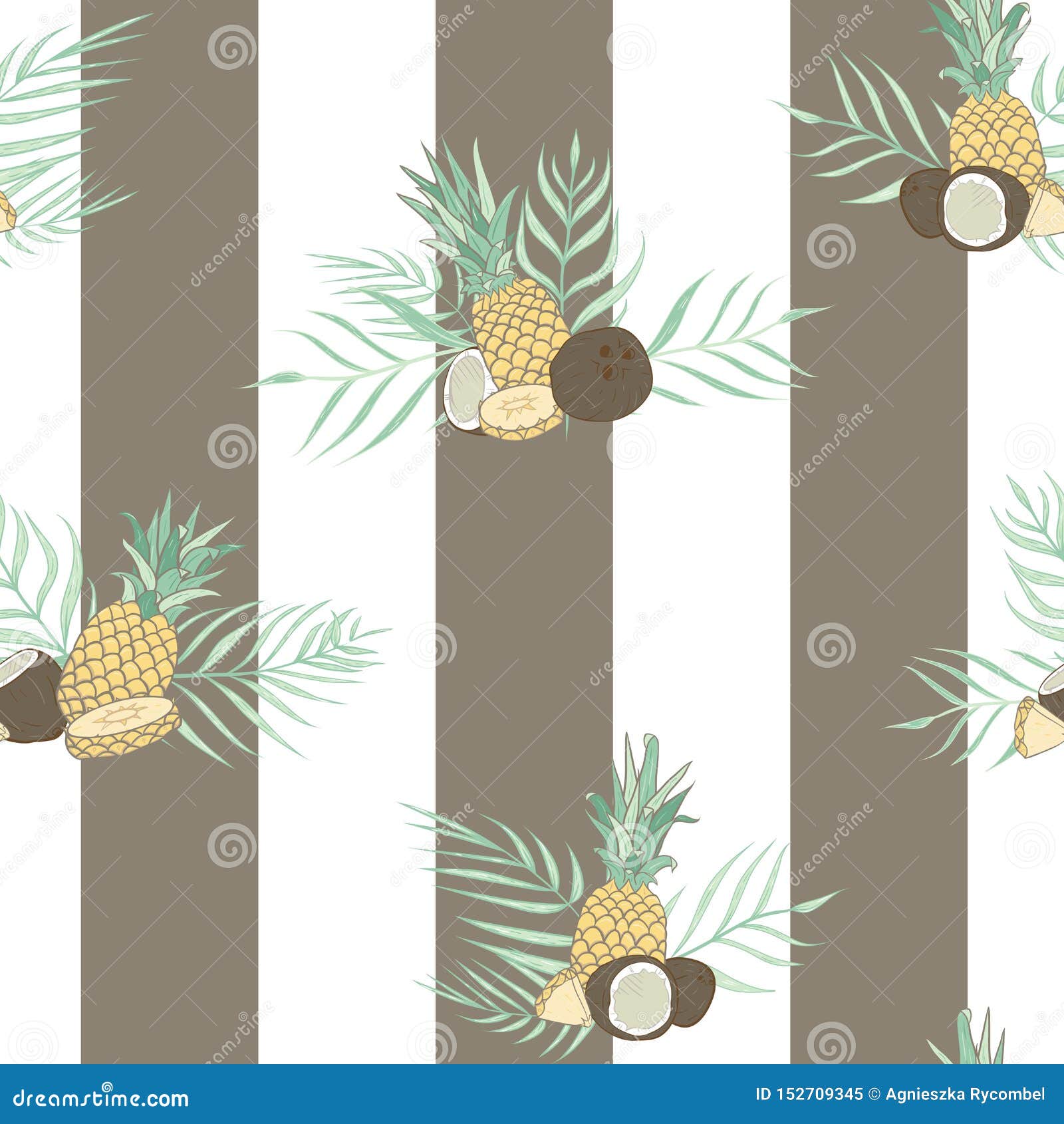 Vector Pina Colada Compositions on Stripes Seamless Pattern Background ...