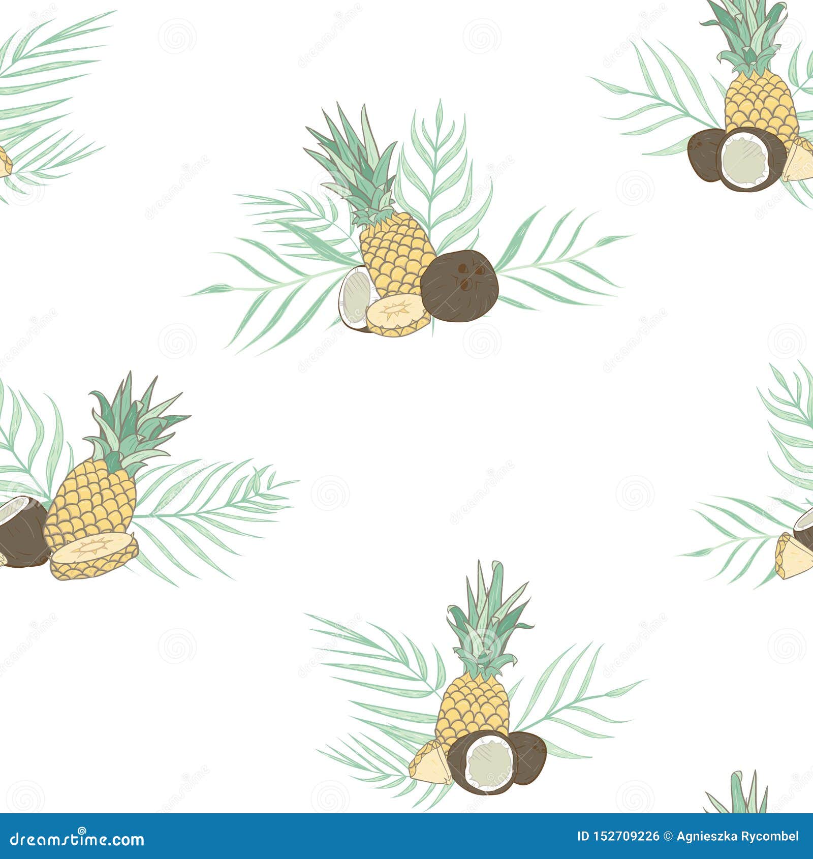 Vector Pina Colada Compositions on White Seamless Pattern Background ...
