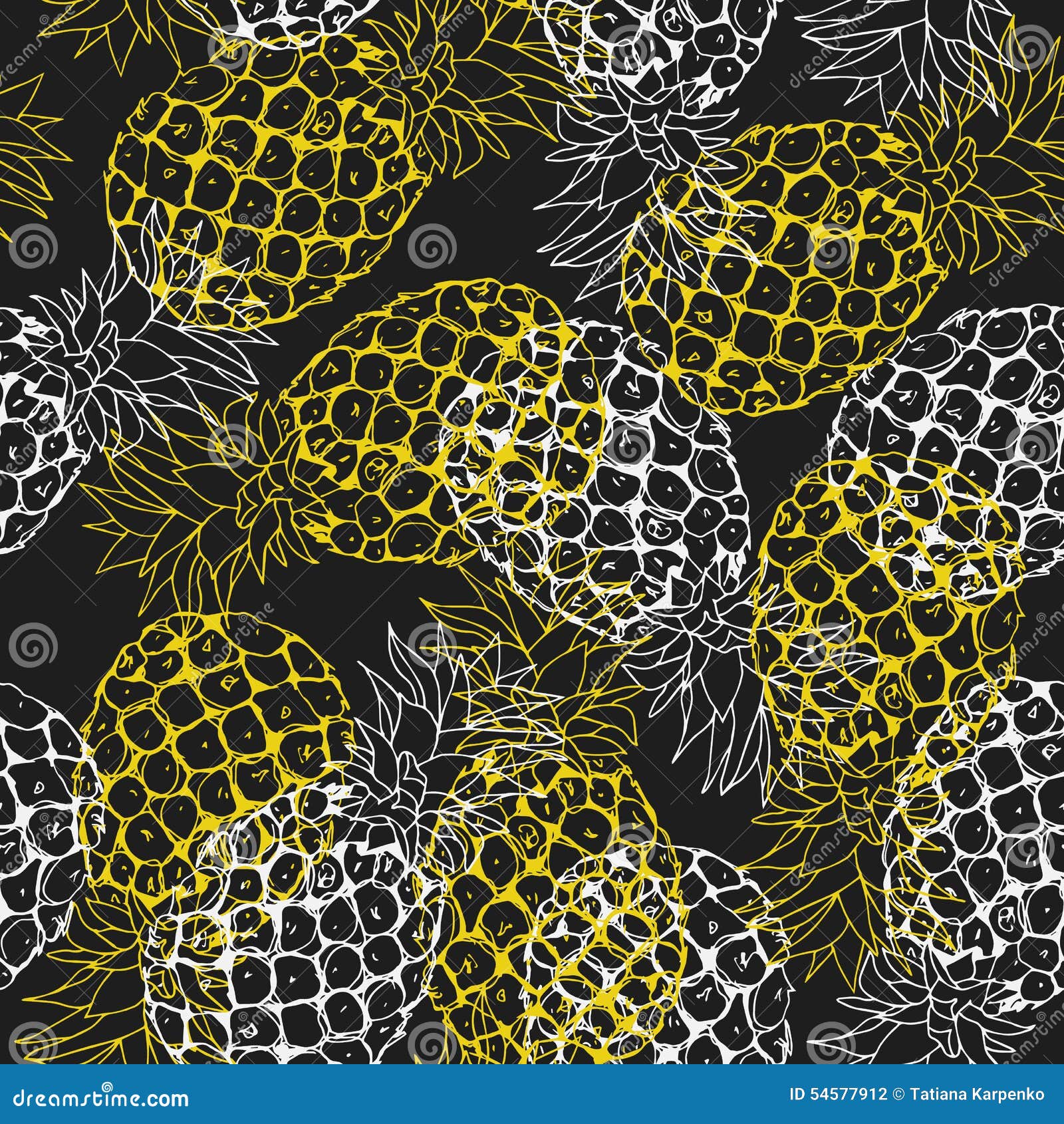 Vector Pineapple Background Stock Vector - Illustration of decor, meal ...