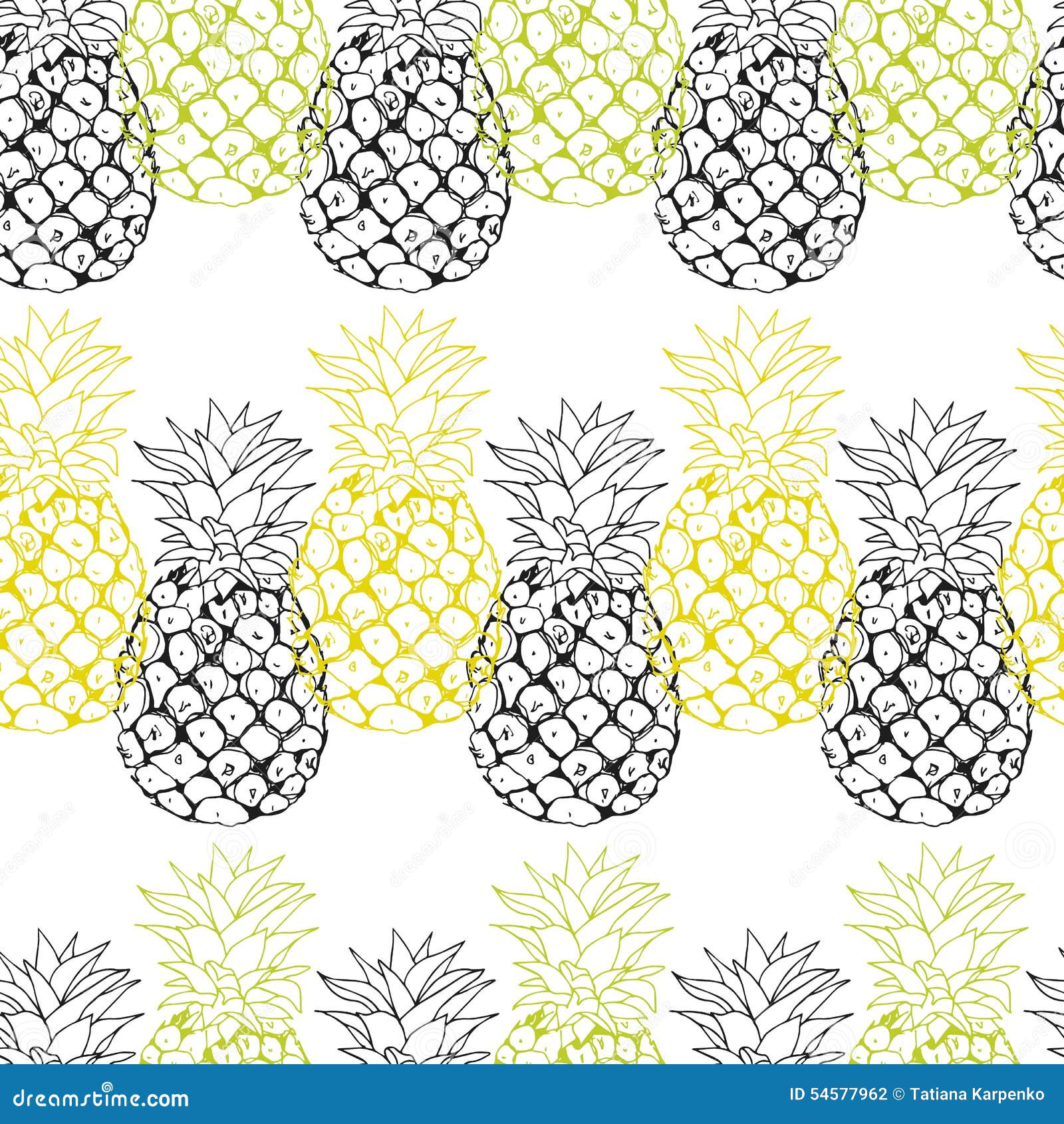 Vector Pineapple Background Stock Vector - Illustration of handdrawn ...