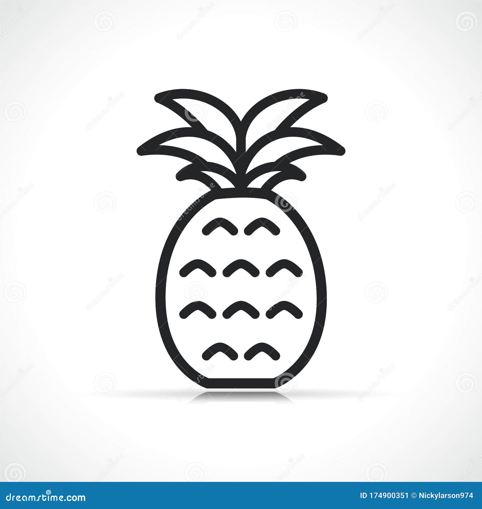 Vector Pineapple Line Symbol Icon Stock Vector - Illustration of ...