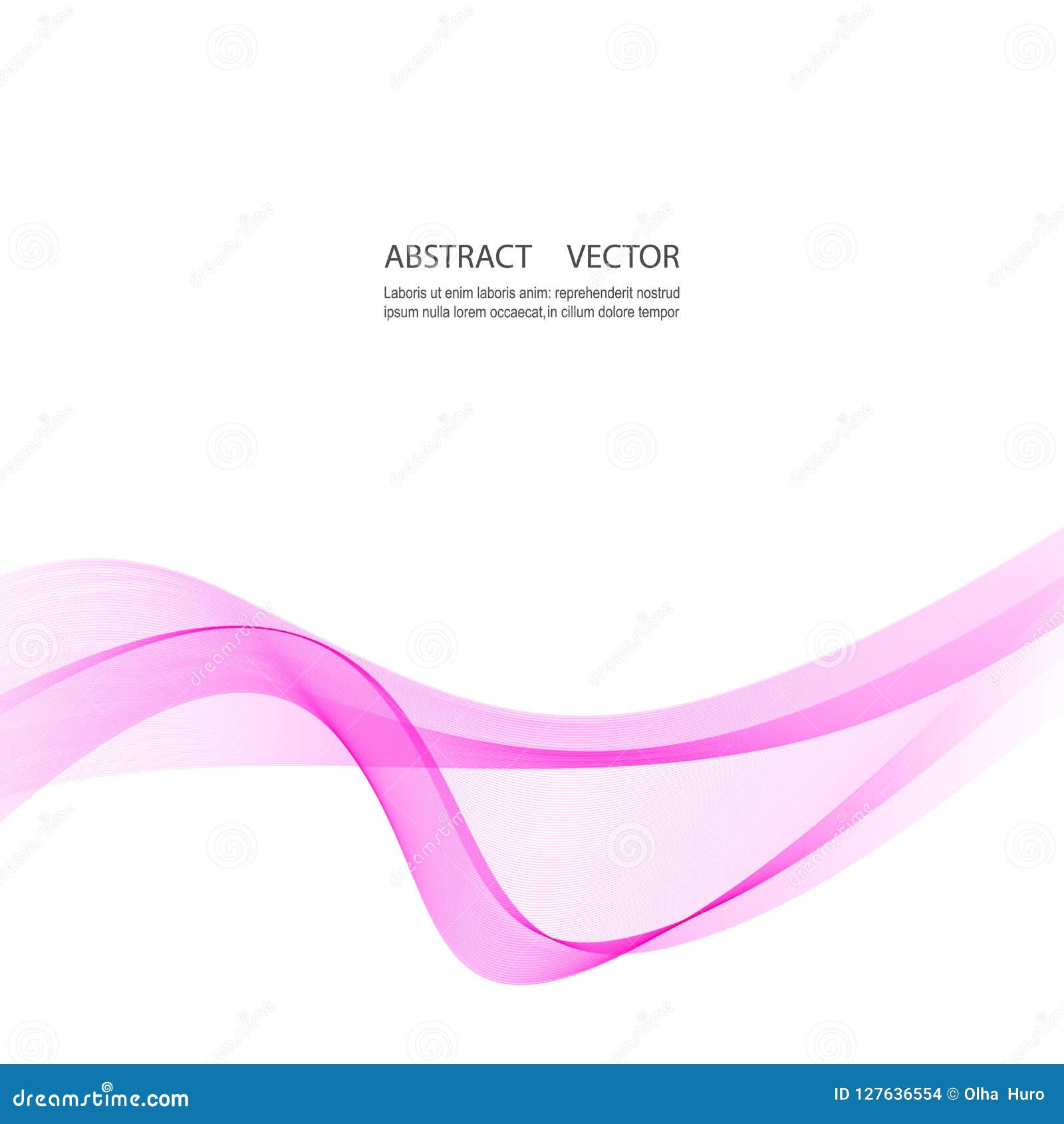 Vector Pink Abstract Decorative Wave Isolated on White Background Stock ...