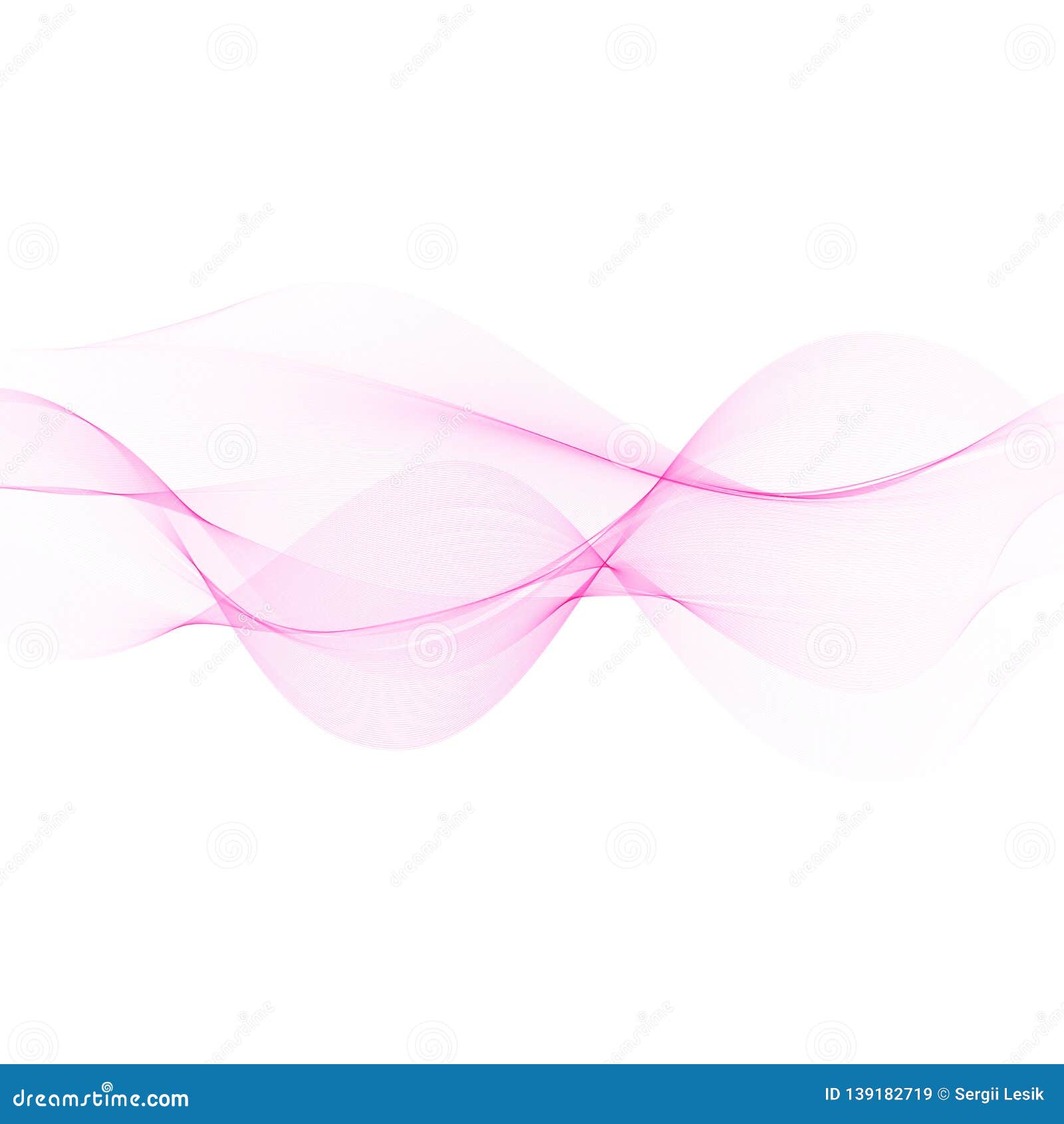 Vector Pink Abstract Decorative Wave Isolated on White Background Stock ...