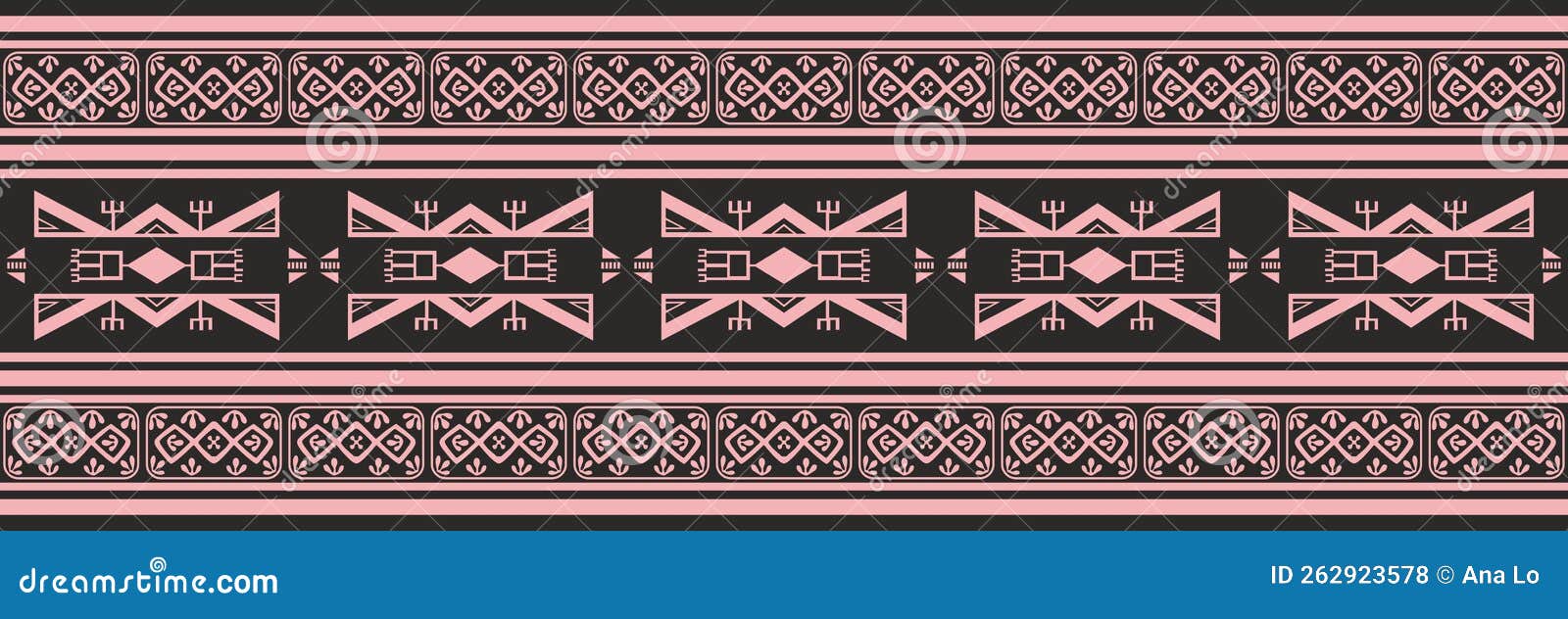 Vector Pink and Black Native American Seamless Pattern. Stock Vector ...