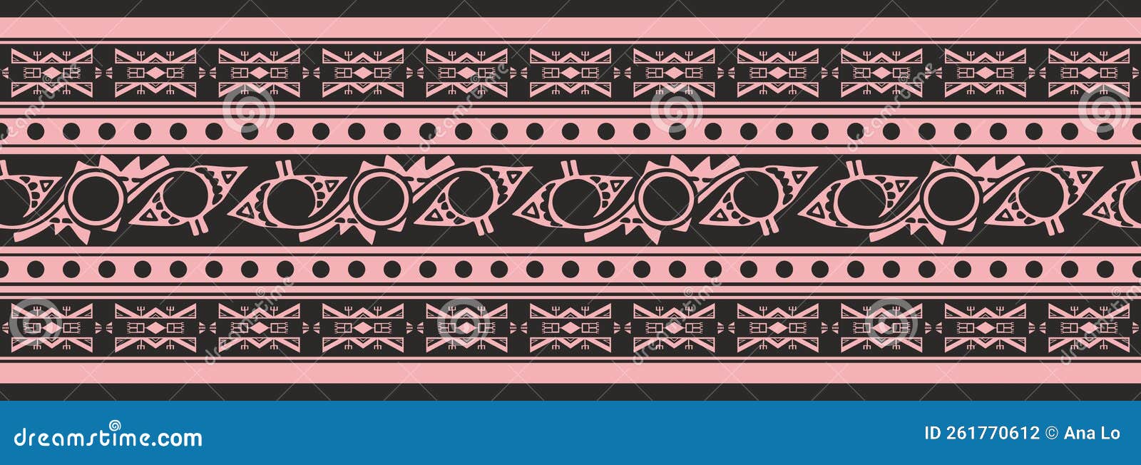 Vector Pink and Black Seamless Indian Patterns. National Seamless ...