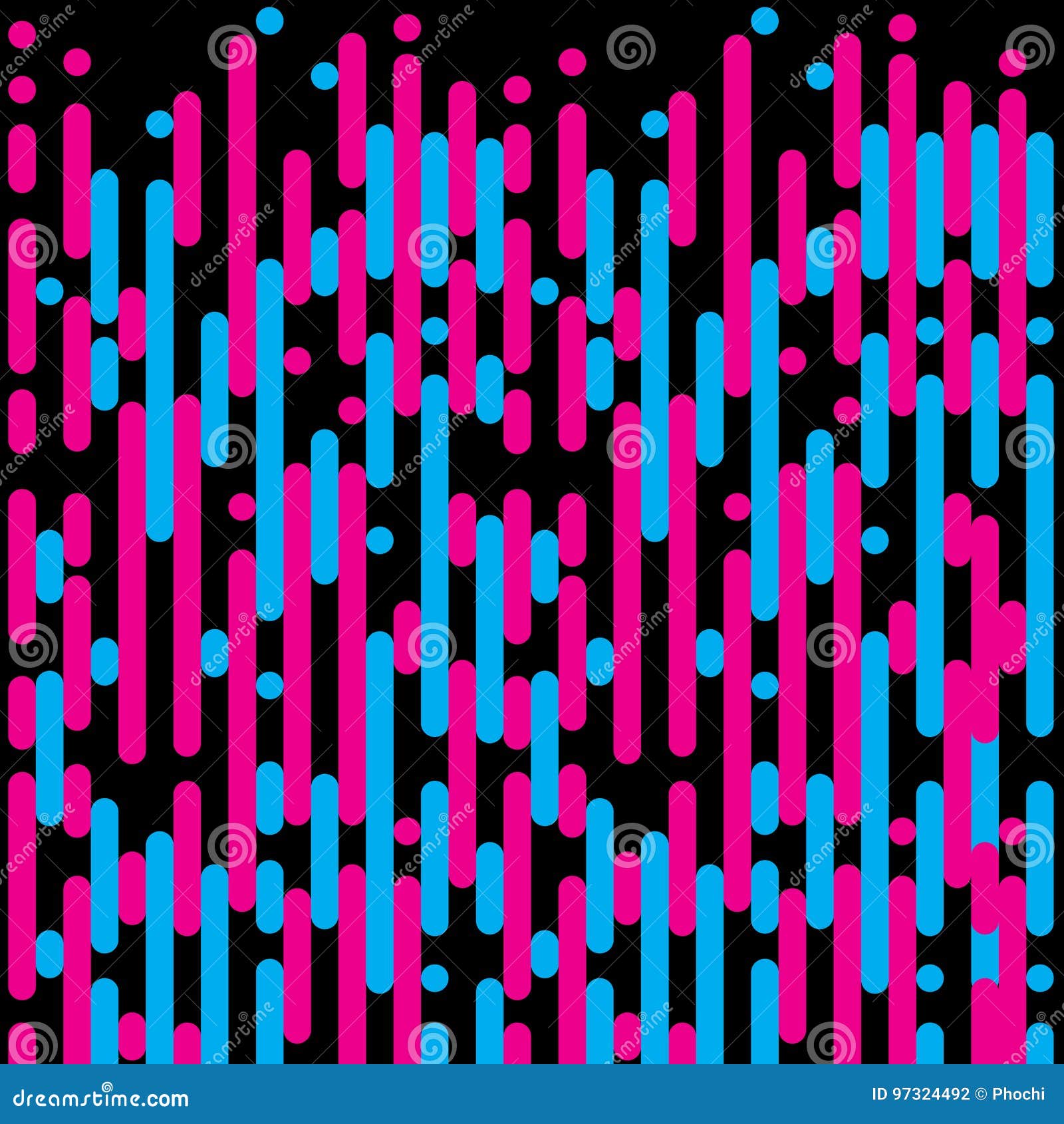 Vector Pink and Blue Irregular Rounded Lines Vertical Halftone T Stock ...