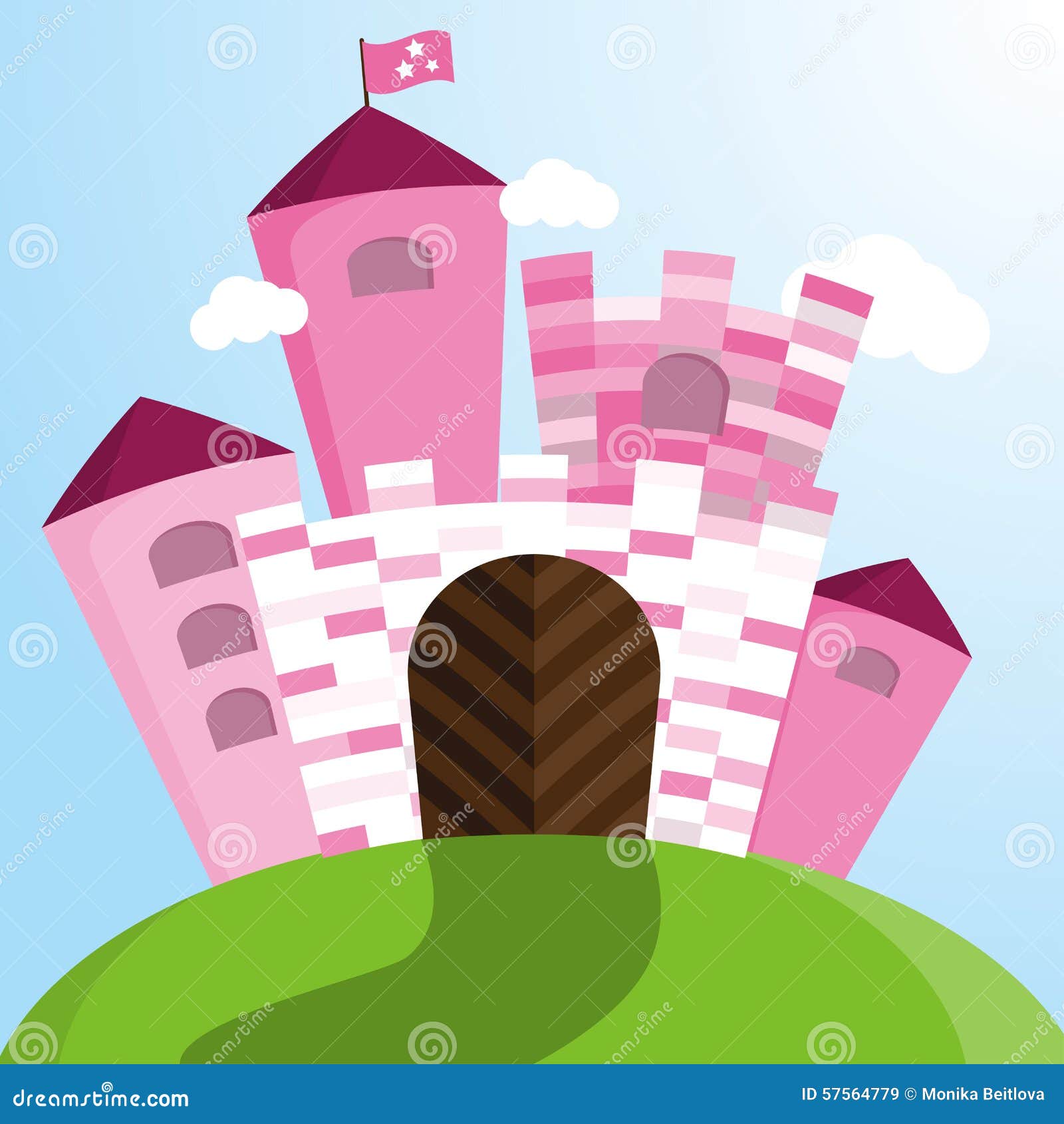 Vector pink castle stock vector. Illustration of simple - 57564779