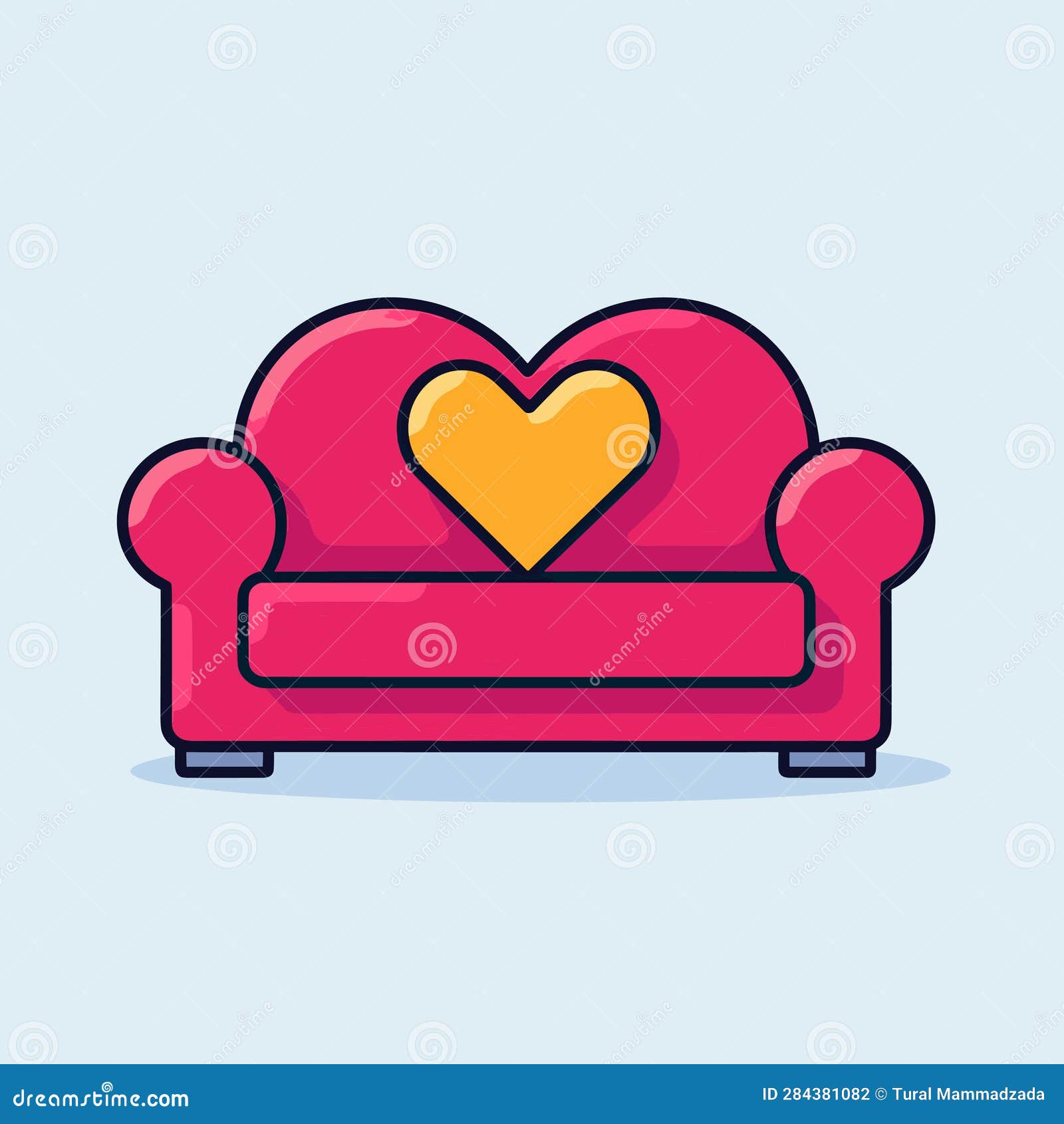 Vector of a Pink Couch with a Heart-shaped Icon on it Stock Vector ...