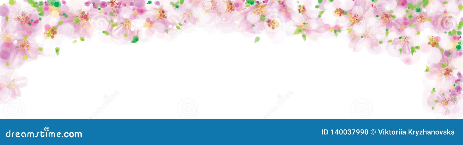 Vector Pink, Floral Border, Blossoming Sakura Tree. Stock Vector ...
