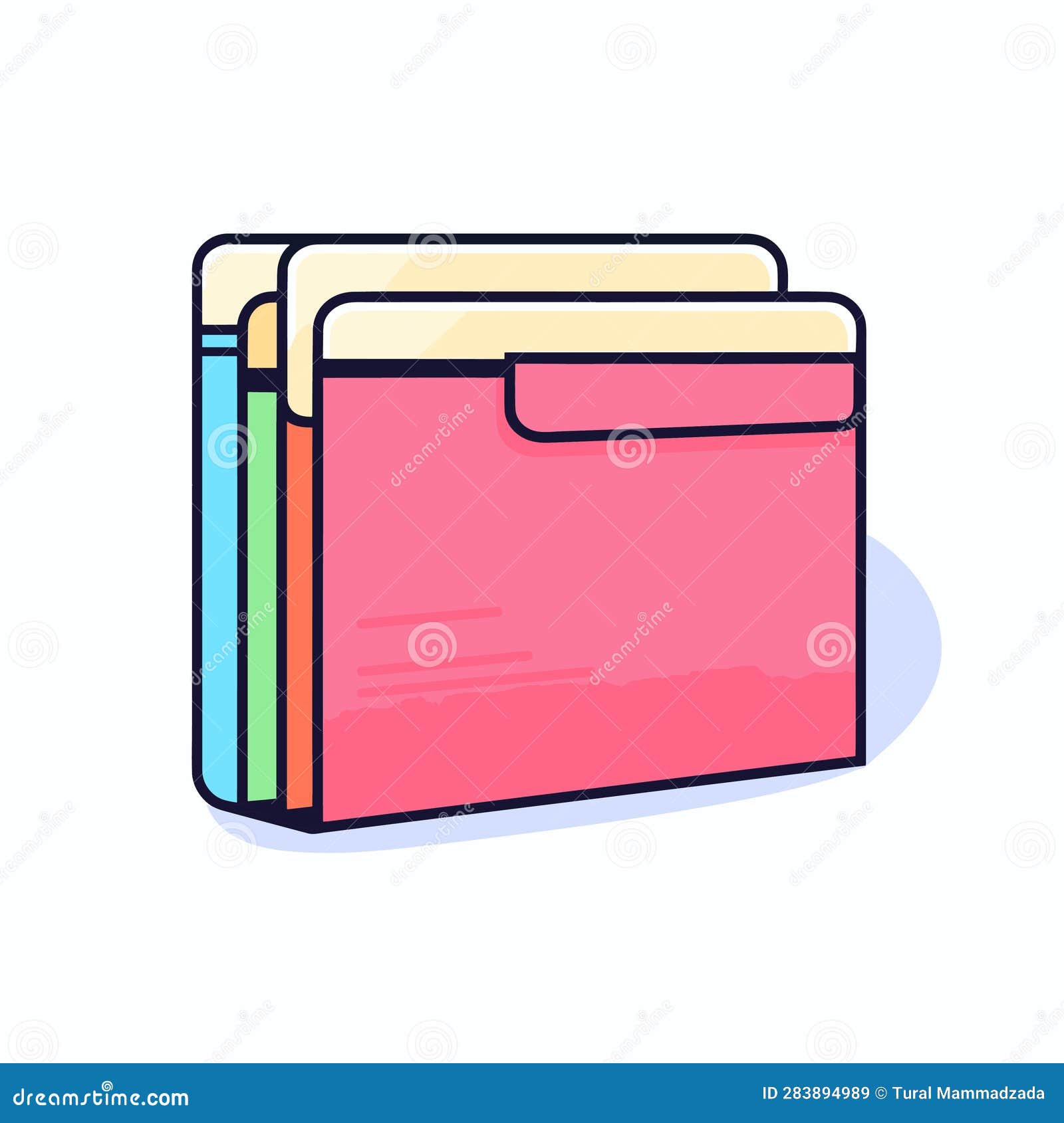 Vector of a Pink Folder with Four Different Colored Folders ...