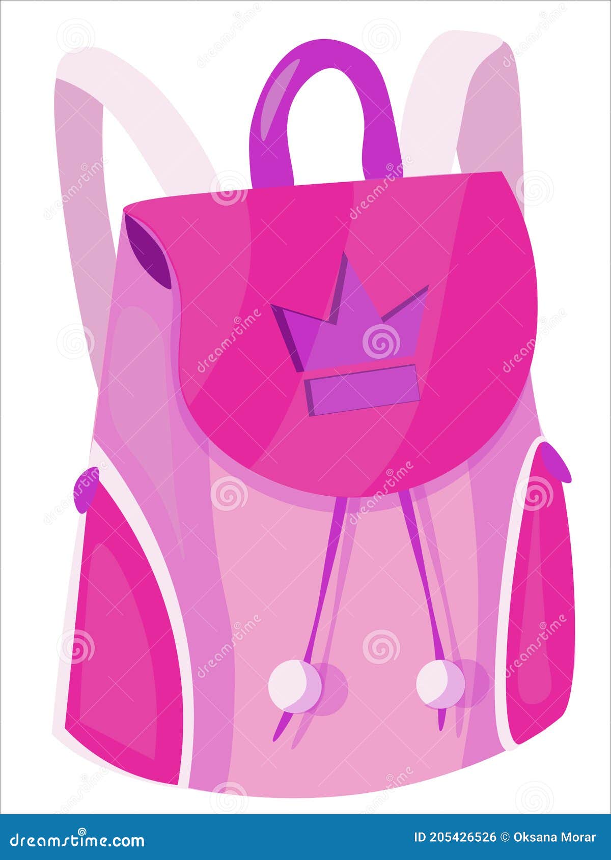 Vector Pink Girl Backpack with Straps Stock Illustration - Illustration ...