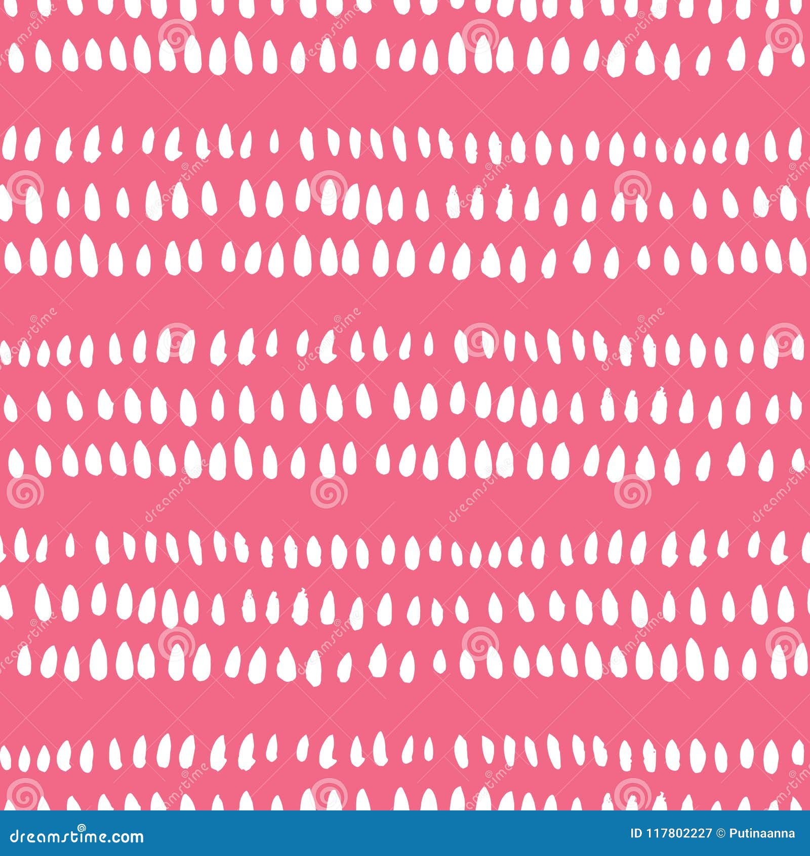 Vector Pink Hand Drawn Dotted Stripes Seamless Pattern. Monochrome ...