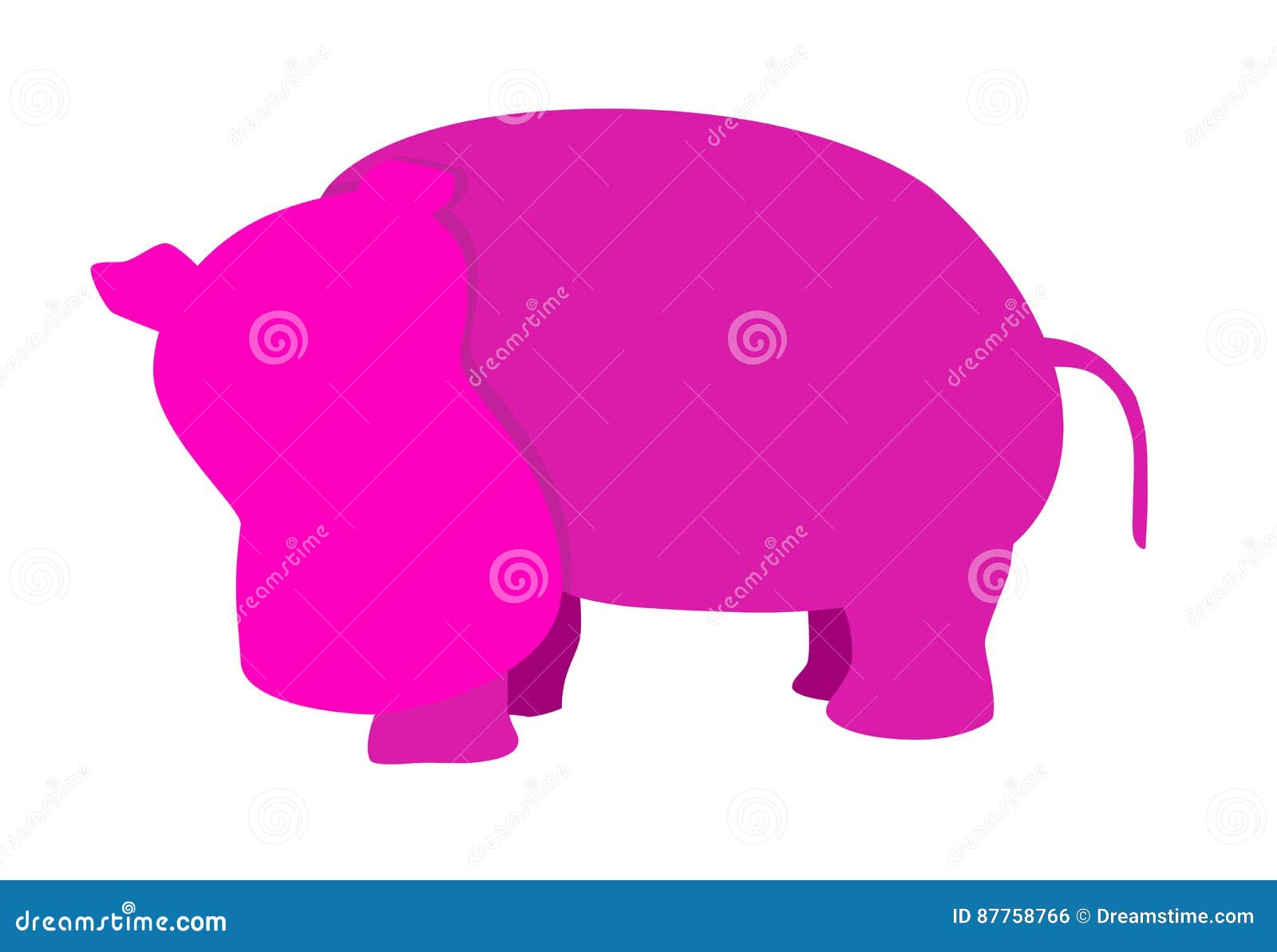 Vector Pink Hippo [UHD] stock illustration. Illustration of pink - 87758766