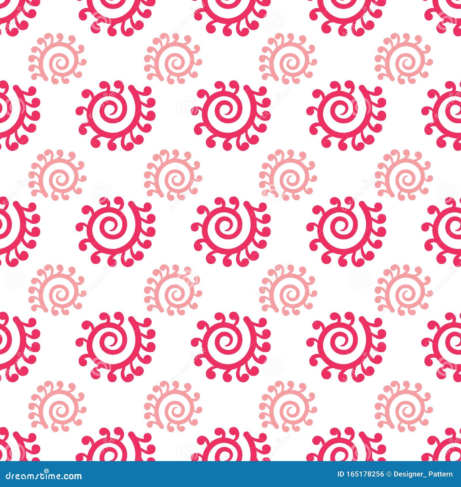 Vector Pink Koru Element Lines Seamless Pattern Stock Vector ...