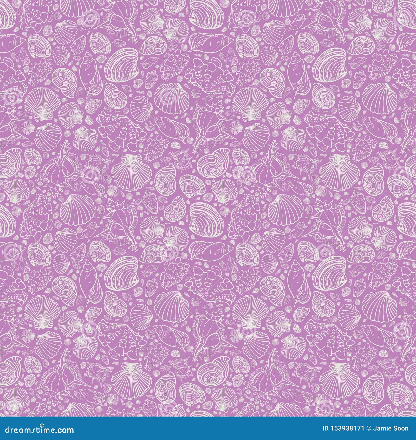 Vector Pink Repeat Pattern with Variety of Tiny Seashells. Perfect for ...