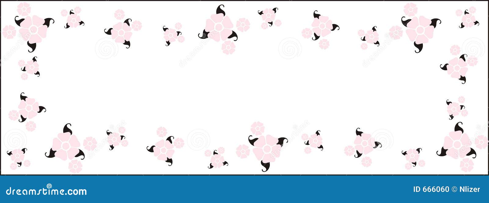 Vector Pink Retro Flower Border Stock Vector - Illustration of design ...