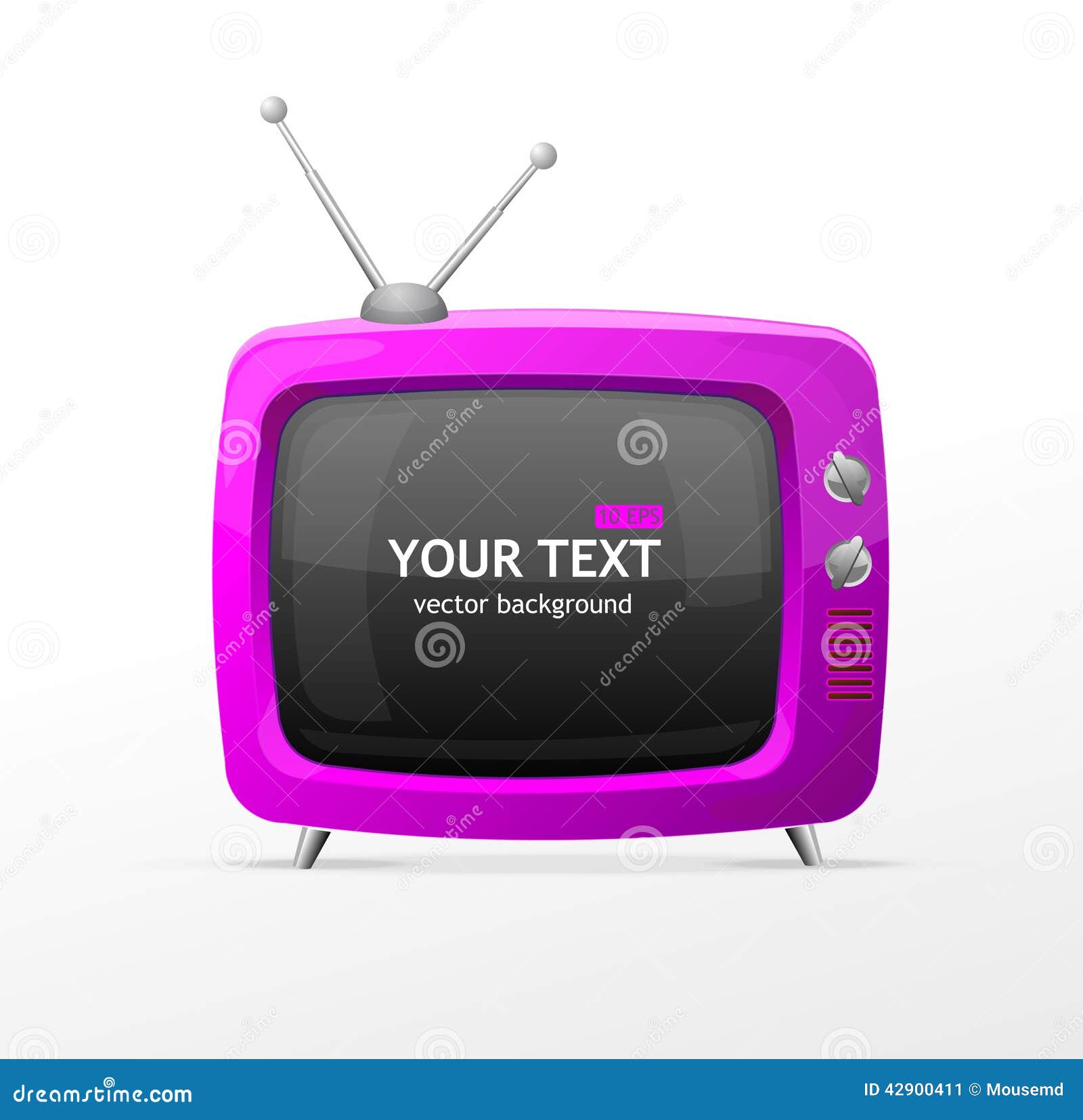 Vector pink retro TV stock vector. Illustration of broadcasting - 42900411