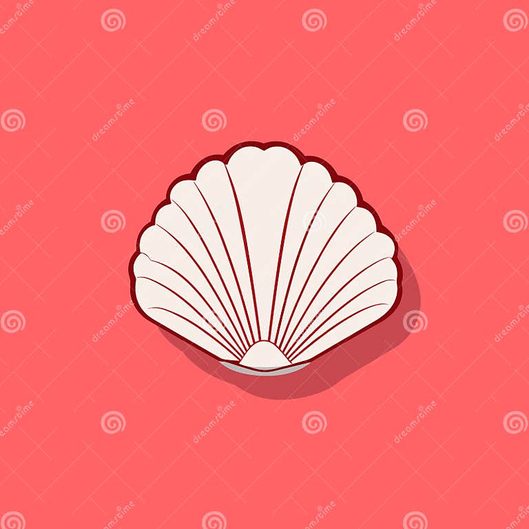 Vector of a Pink Scallop Shell Icon on a Vibrant Background Stock ...