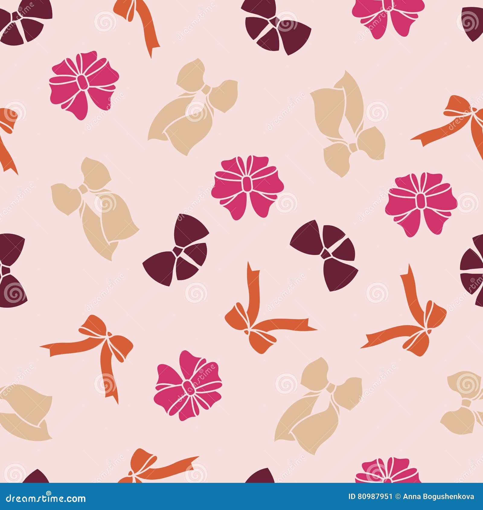 Vector Pink Seamless Pattern with Bows Stock Vector - Illustration of ...