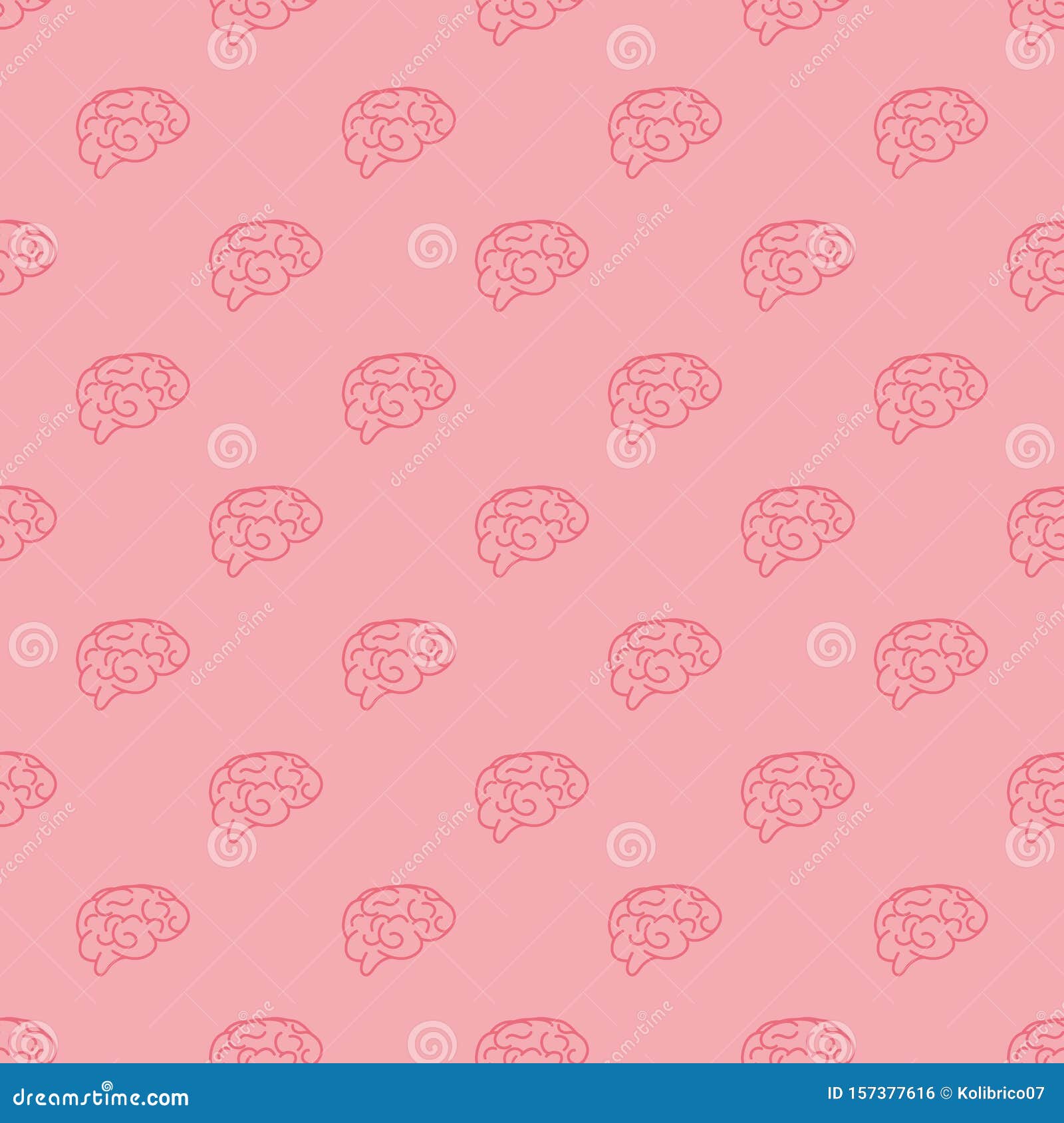 Vector Pink Seamless Pattern of Human Brain. Vector Human Brain Stock ...